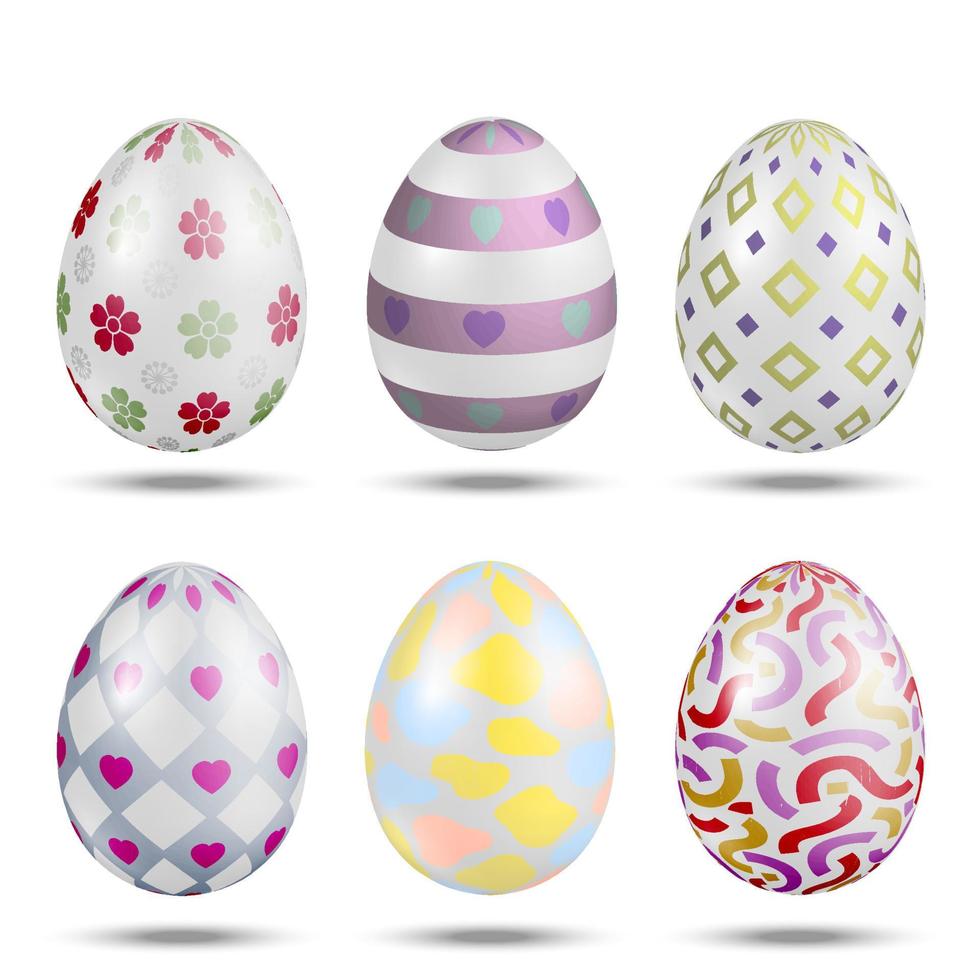 Realistic pattern easter eggs set. 6458039 Vector Art at Vecteezy