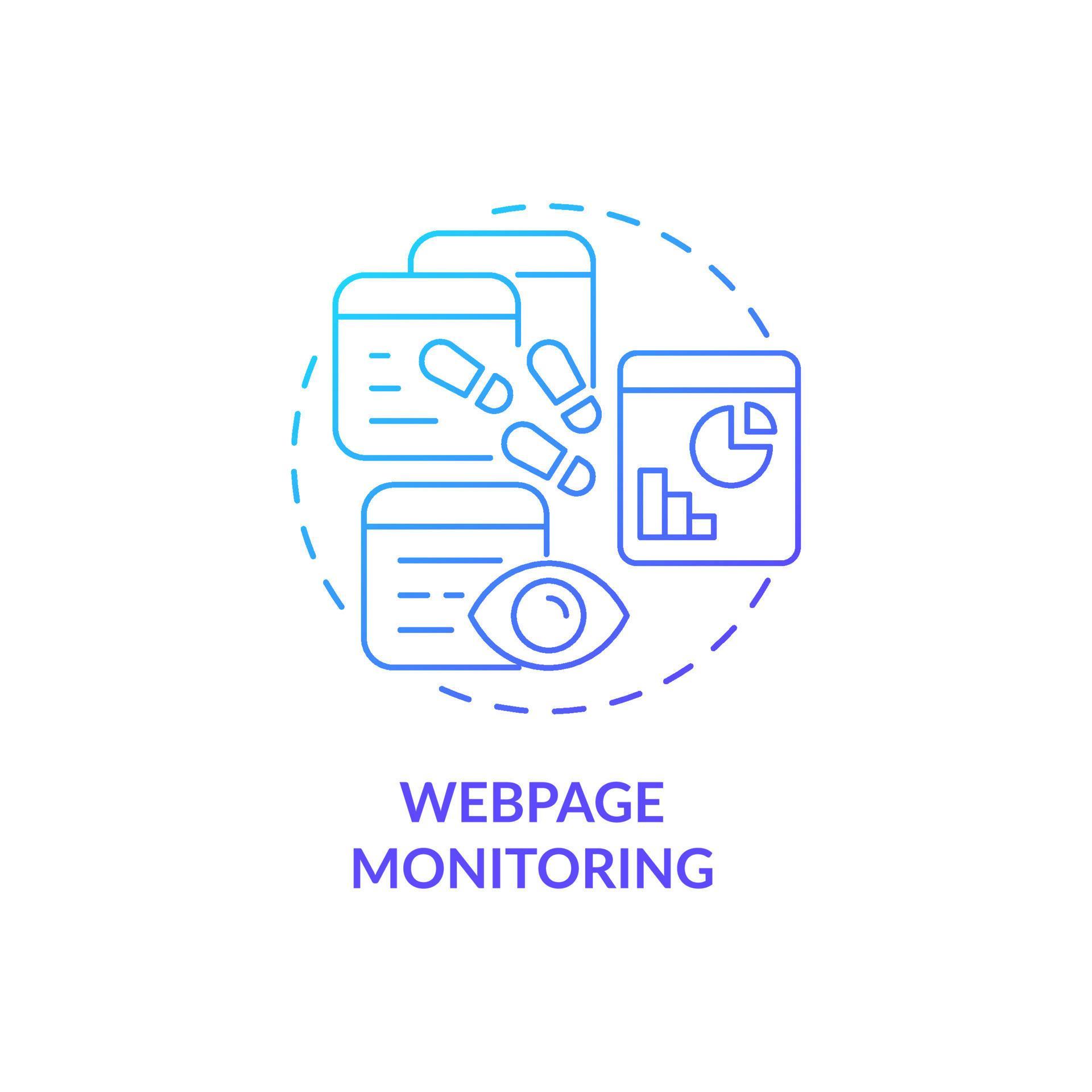 Webpage monitoring blue gradient concept icon. Tracking online activity ...