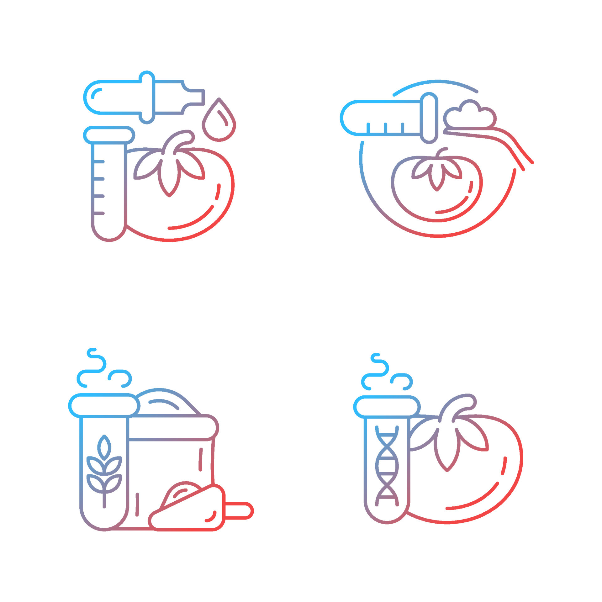 Artificial Food Additives Gradient Linear Vector Icons Set Modified Organic Products Nutrition