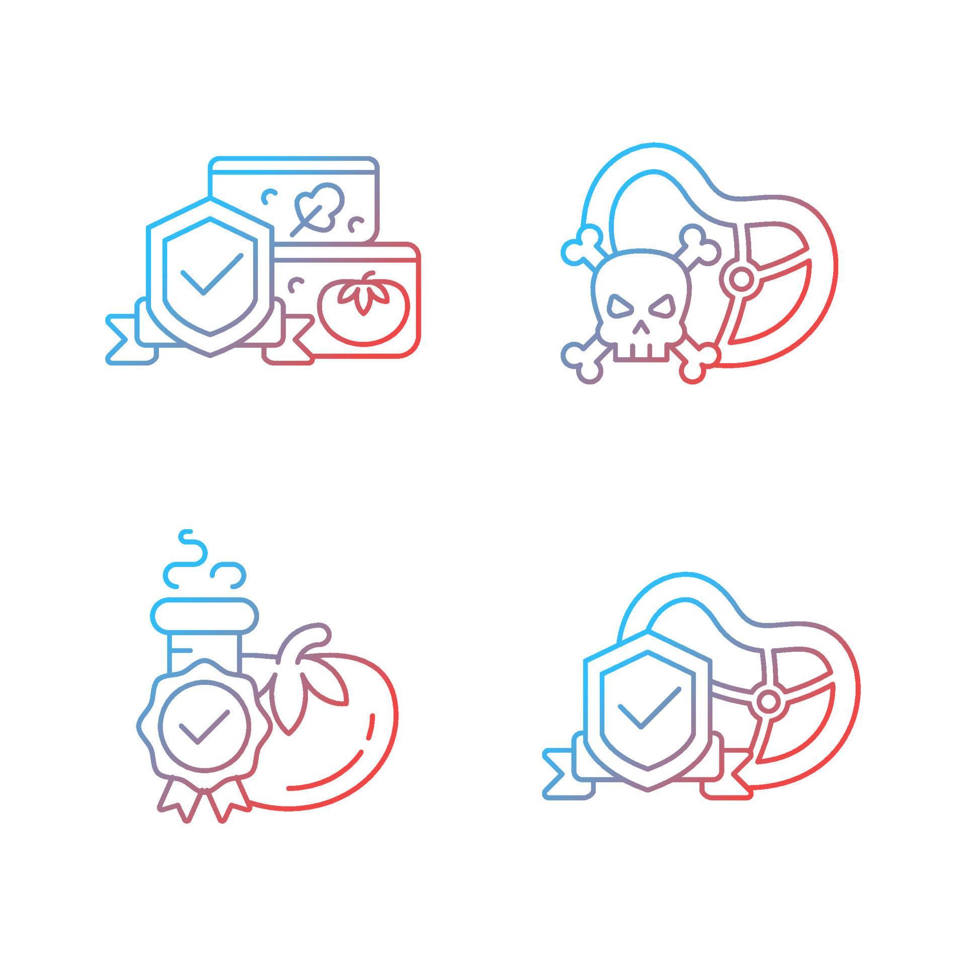 Food Production Certification Gradient Linear Vector Icons Set