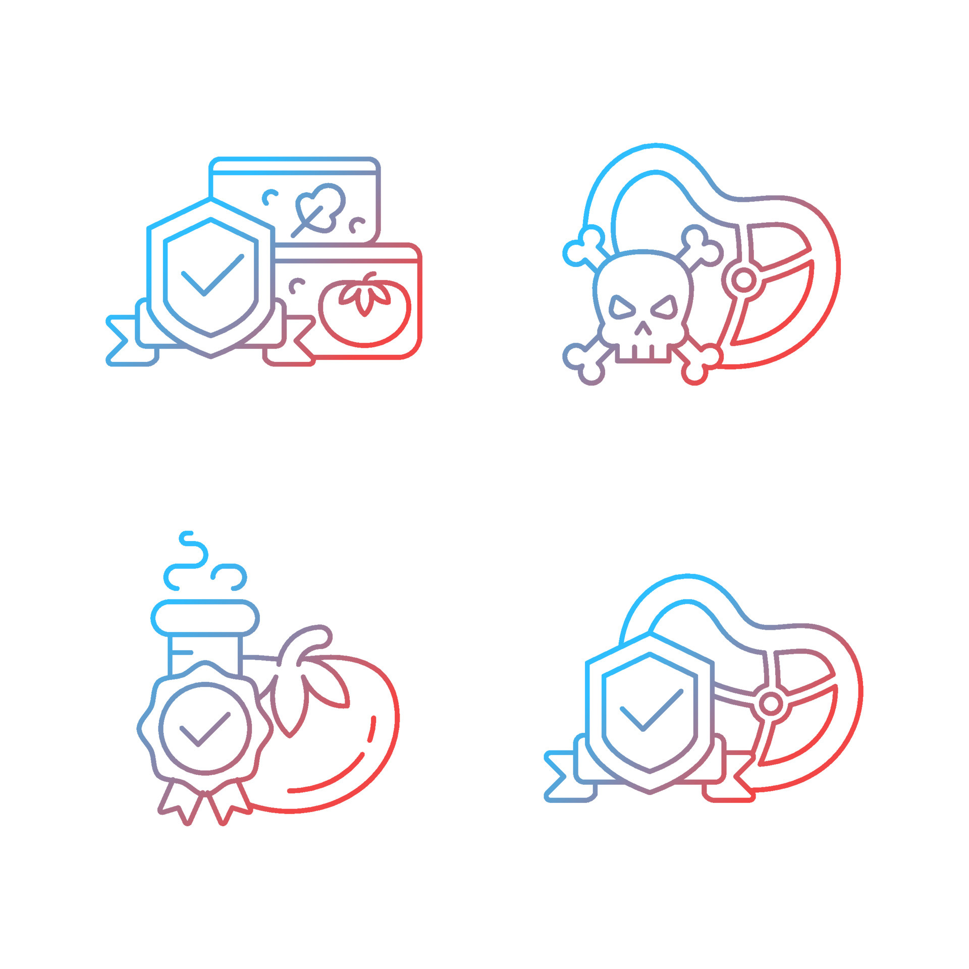 Food Production Certification Gradient Linear Vector Icons Set