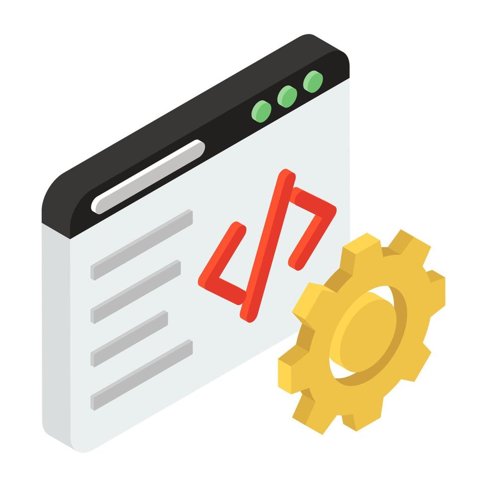 Gear with coding, software development isometric icon 6467674 Vector ...