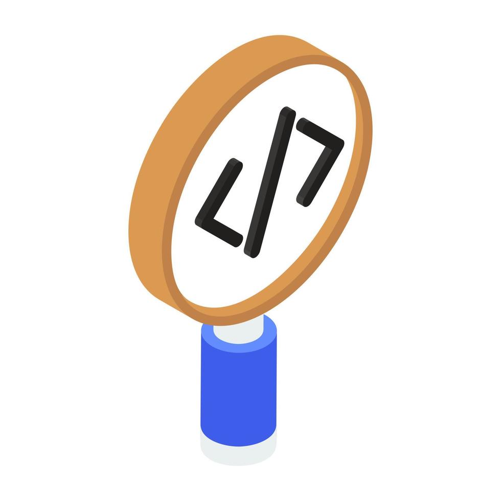 Coding Inside Magnifier Code Search Isometric Icon 6467819 Vector Art At Vecteezy
