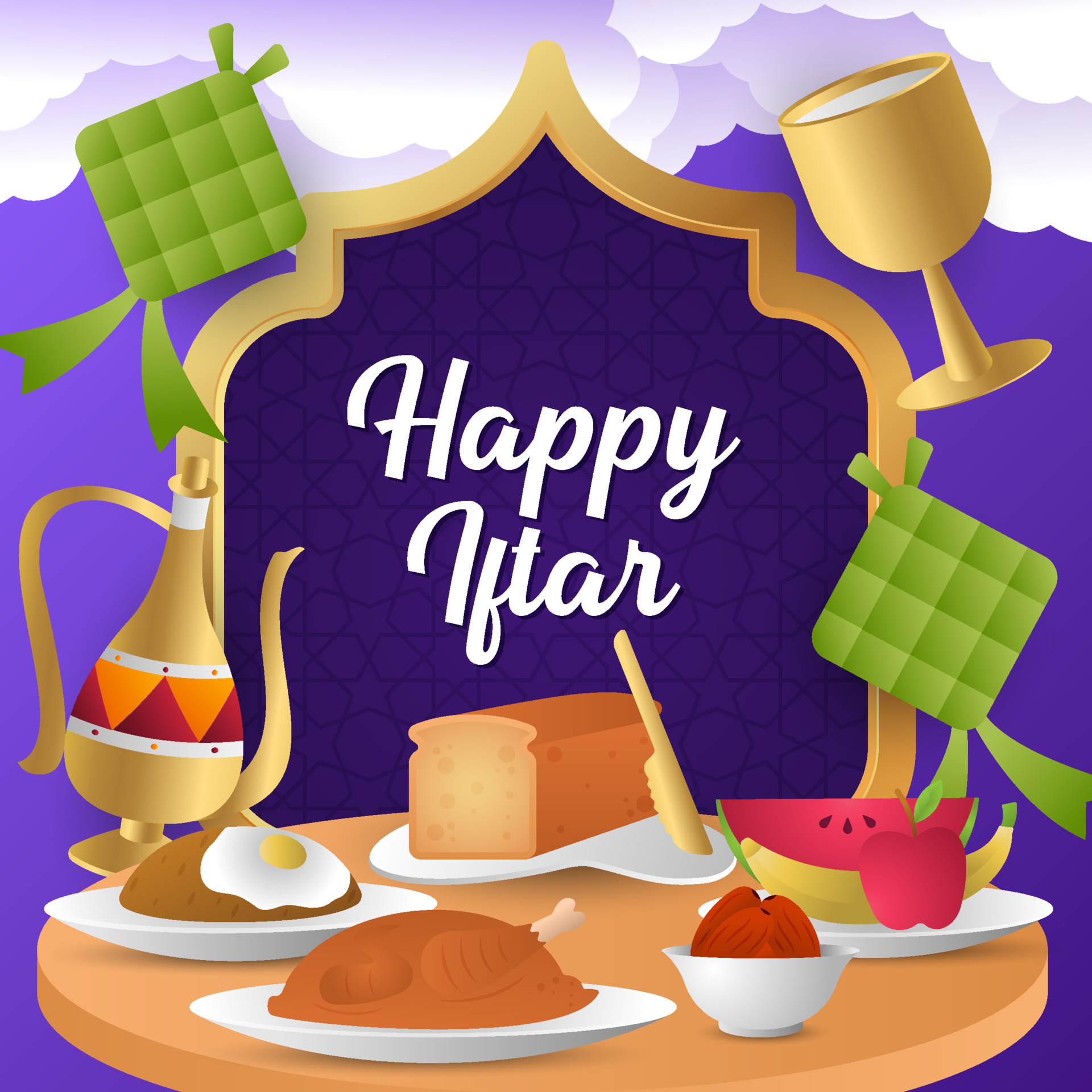 Iftar Food Decorative Background Template 6471999 Vector Art at Vecteezy