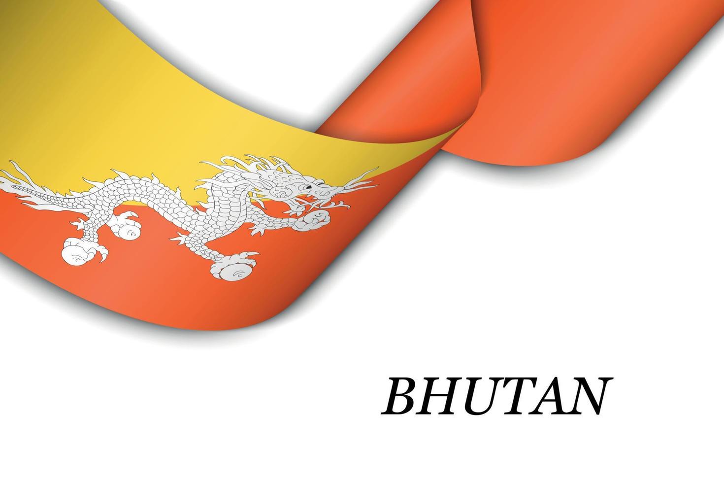 Waving ribbon or banner with flag of Bhutan 6474047 Vector Art at Vecteezy