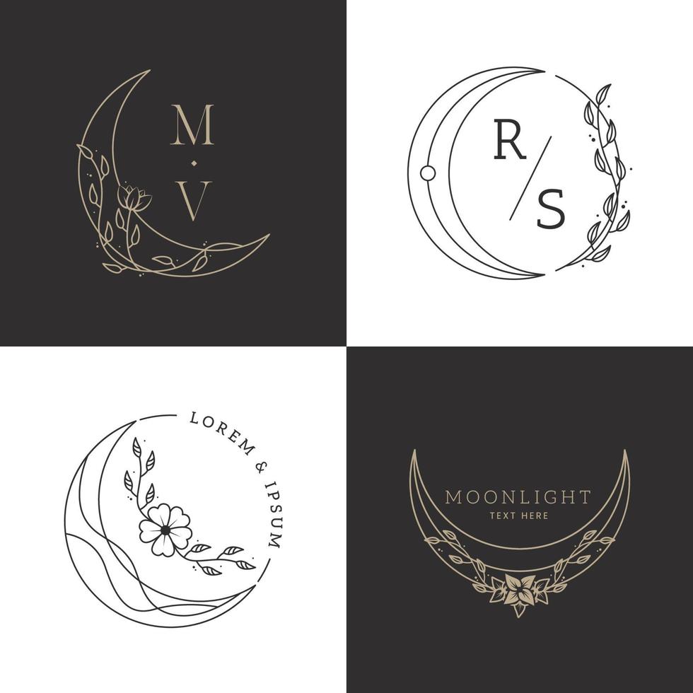 elegant moon floral frame logo template 6475543 Vector Art at Vecteezy