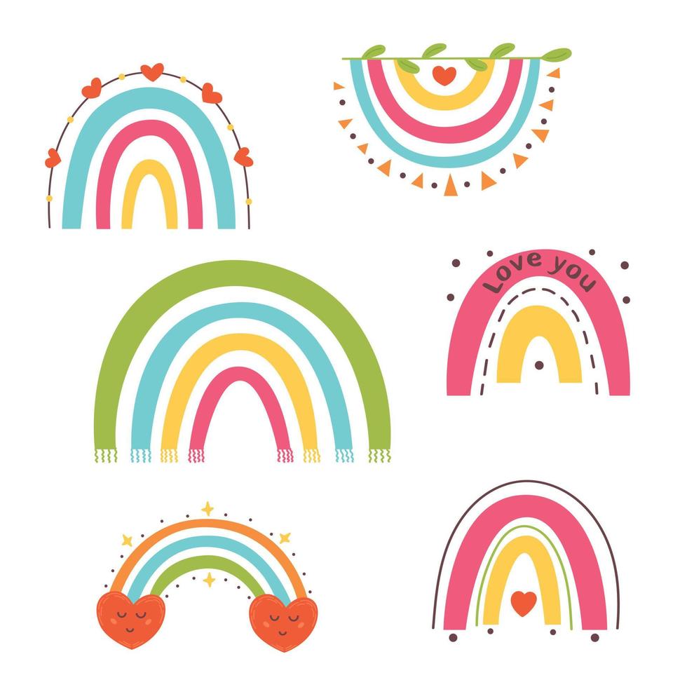 Set of cute bright baby rainbows 6477514 Vector Art at Vecteezy
