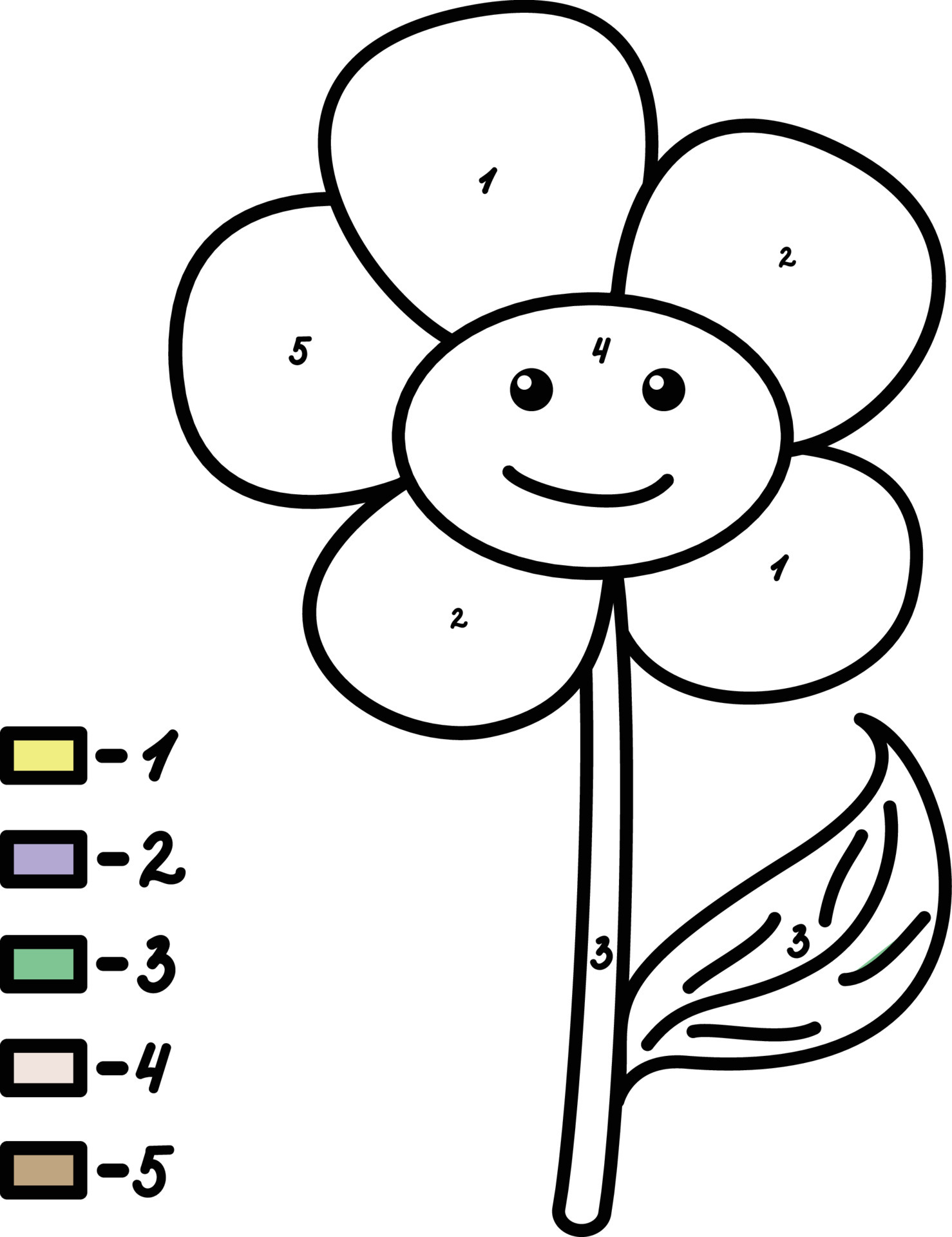 Color By Number Flower Coloring Pages