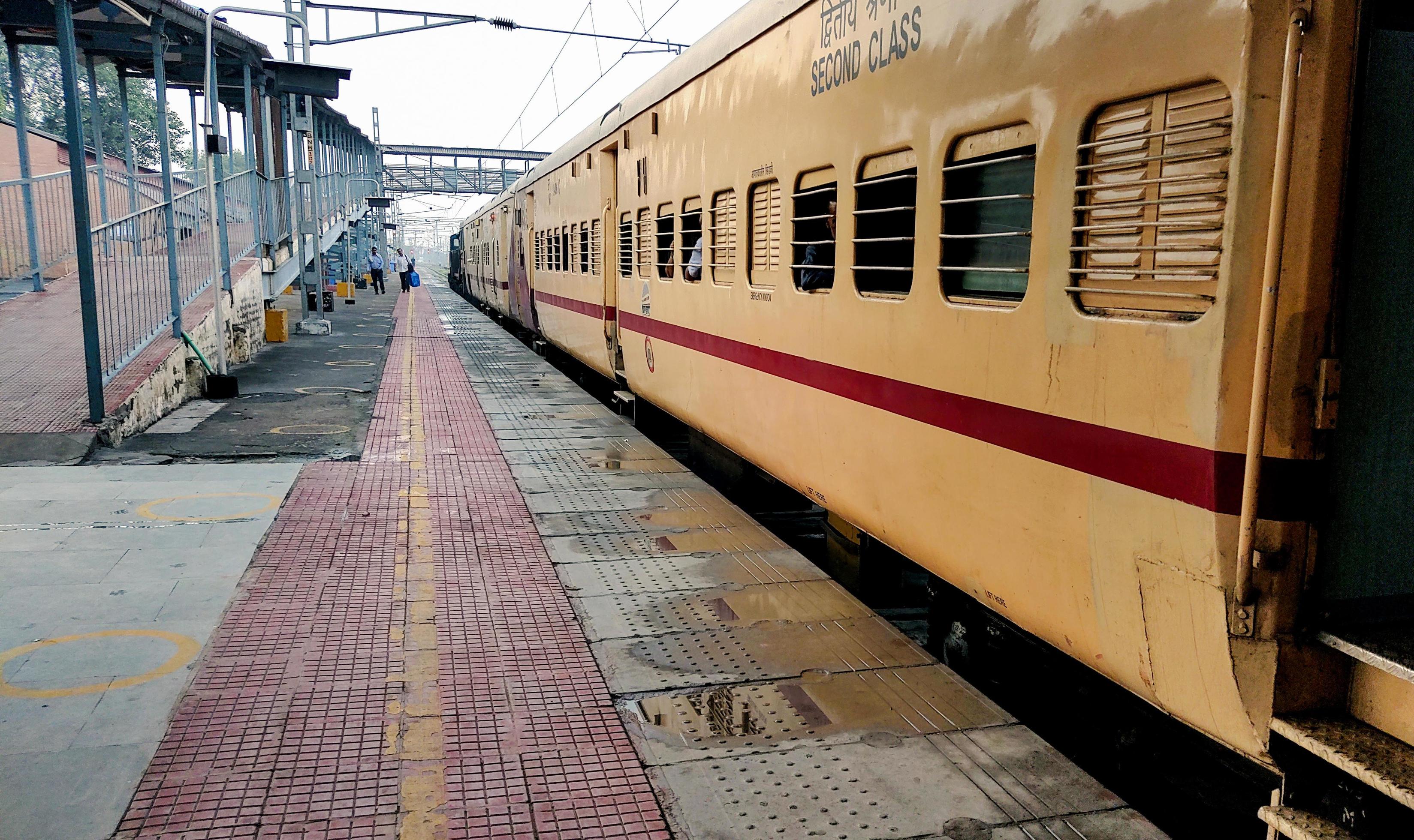 Delhi, India, September 2021 Indian railway train in platform, Indian ...
