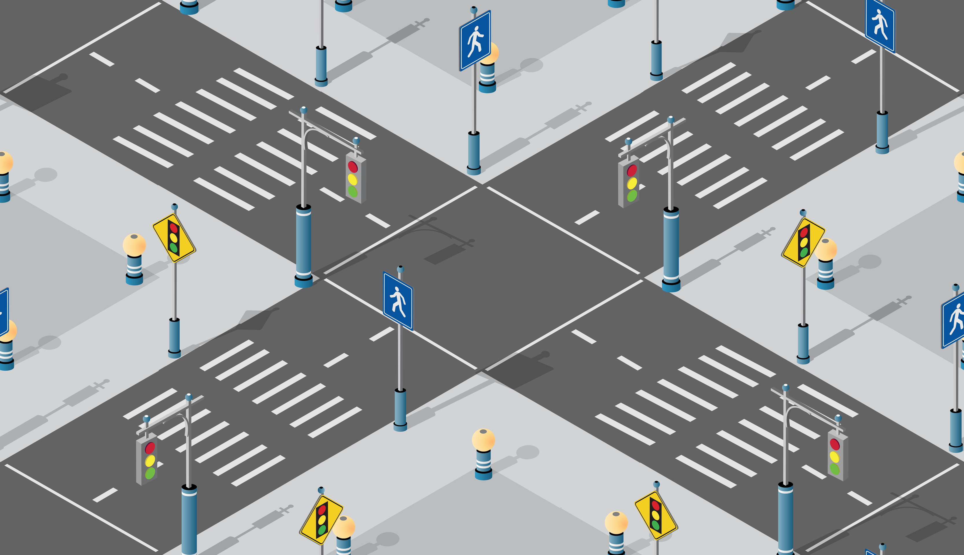 City Street Intersection Isometric Seamless Repeating Pattern Urban