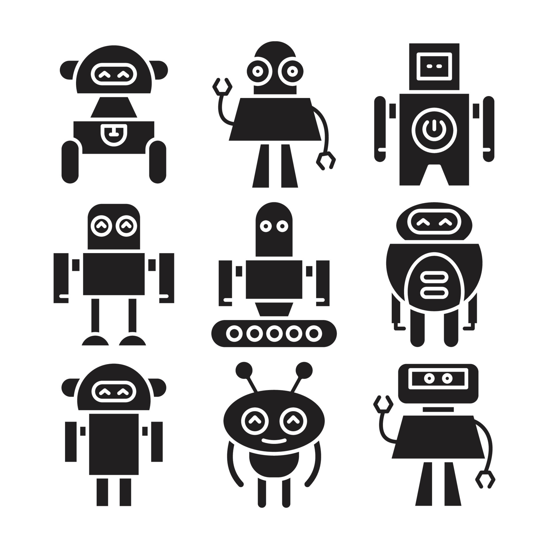 robot icons set 6507644 Vector Art at Vecteezy