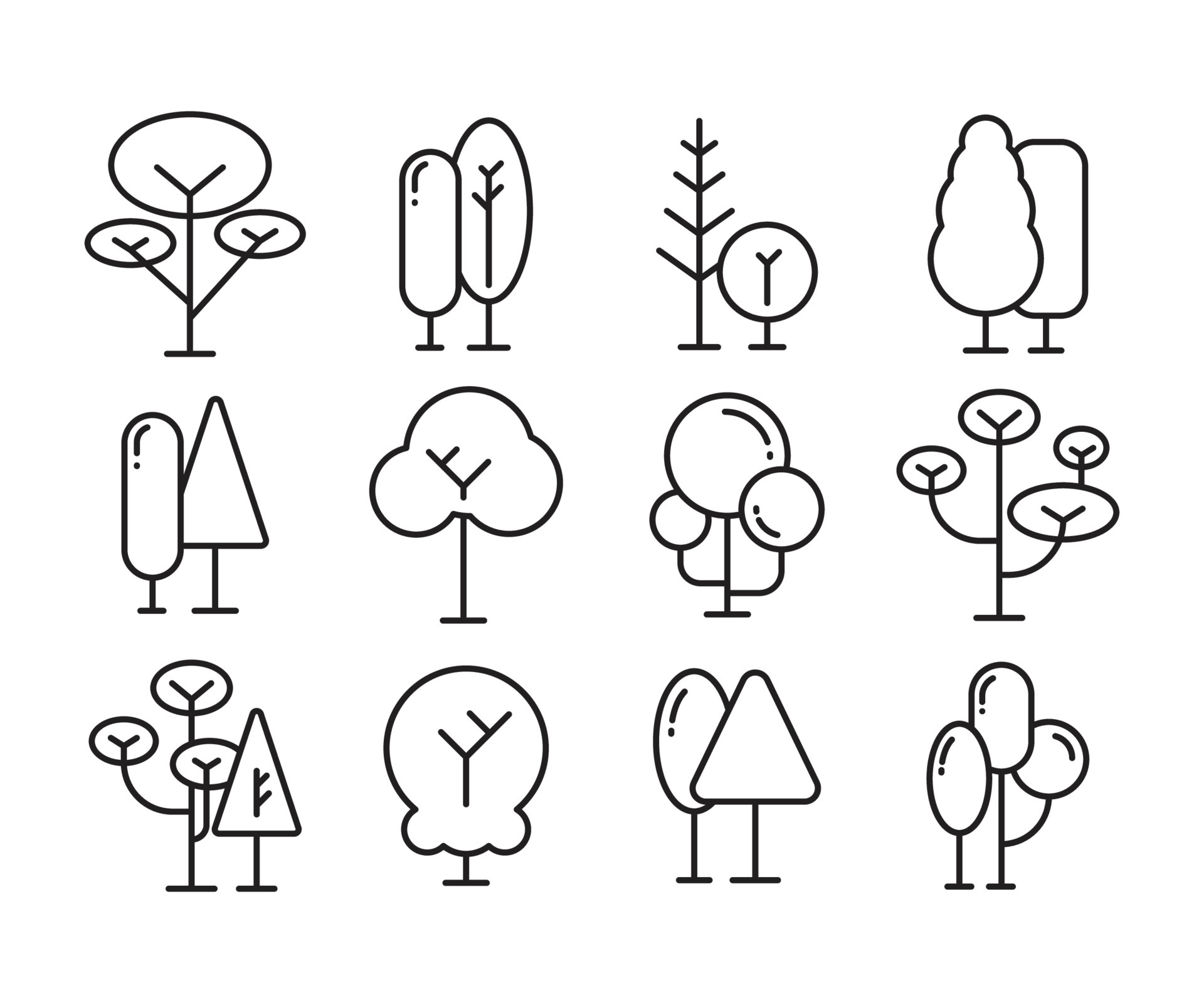 tree icons set 6507651 Vector Art at Vecteezy