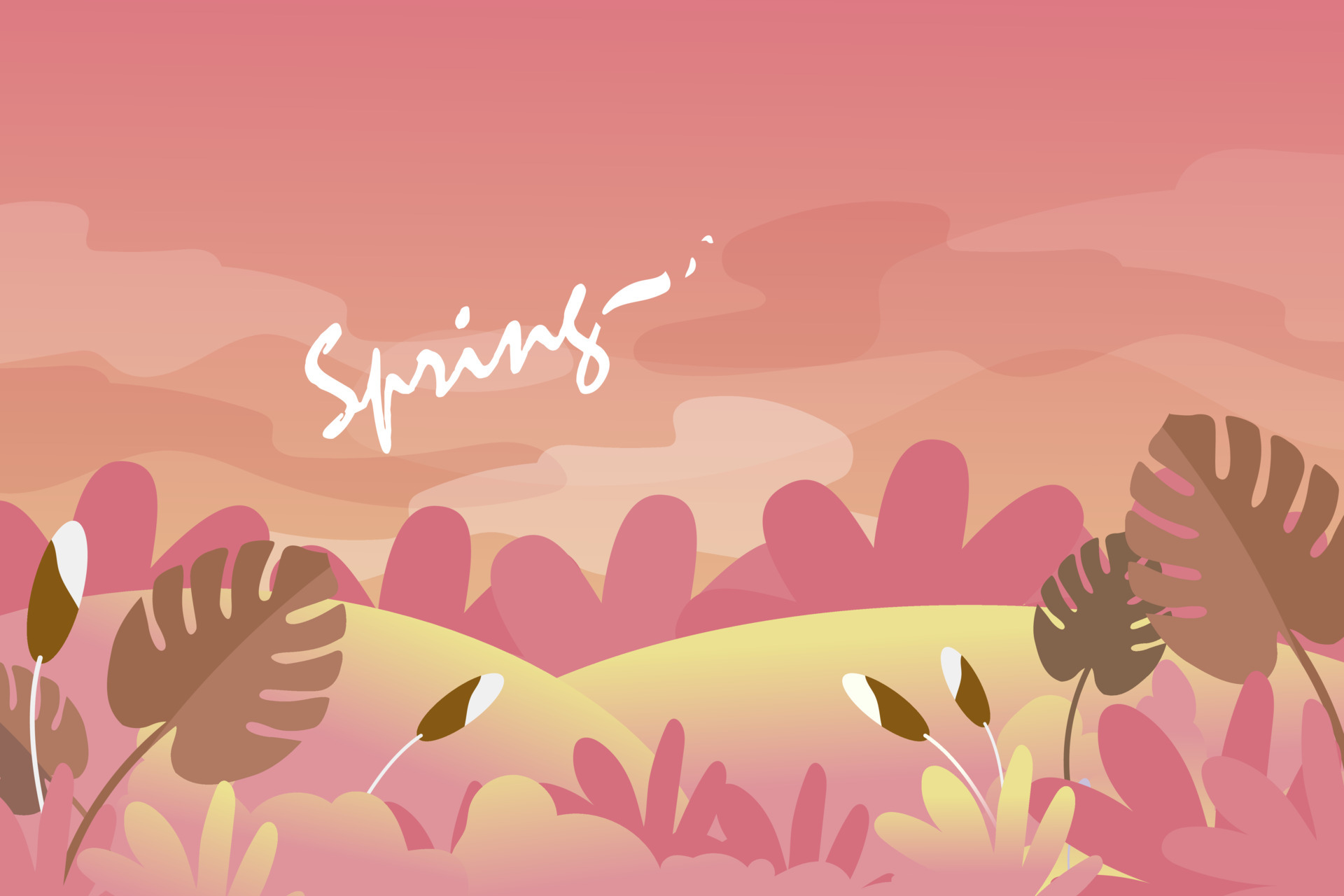 Spring and summer environment background or banner design with lovely ...