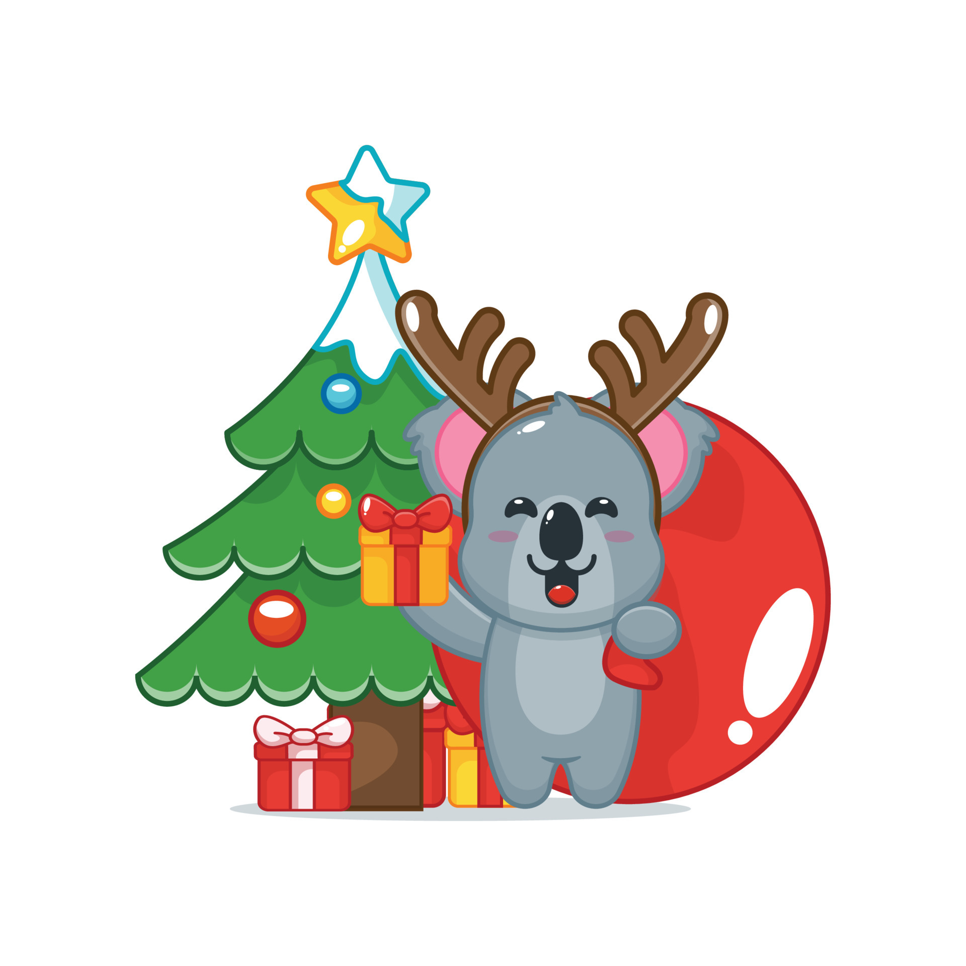 Cute koala carrying christmas gift box with bag 6518397 Vector Art at ...