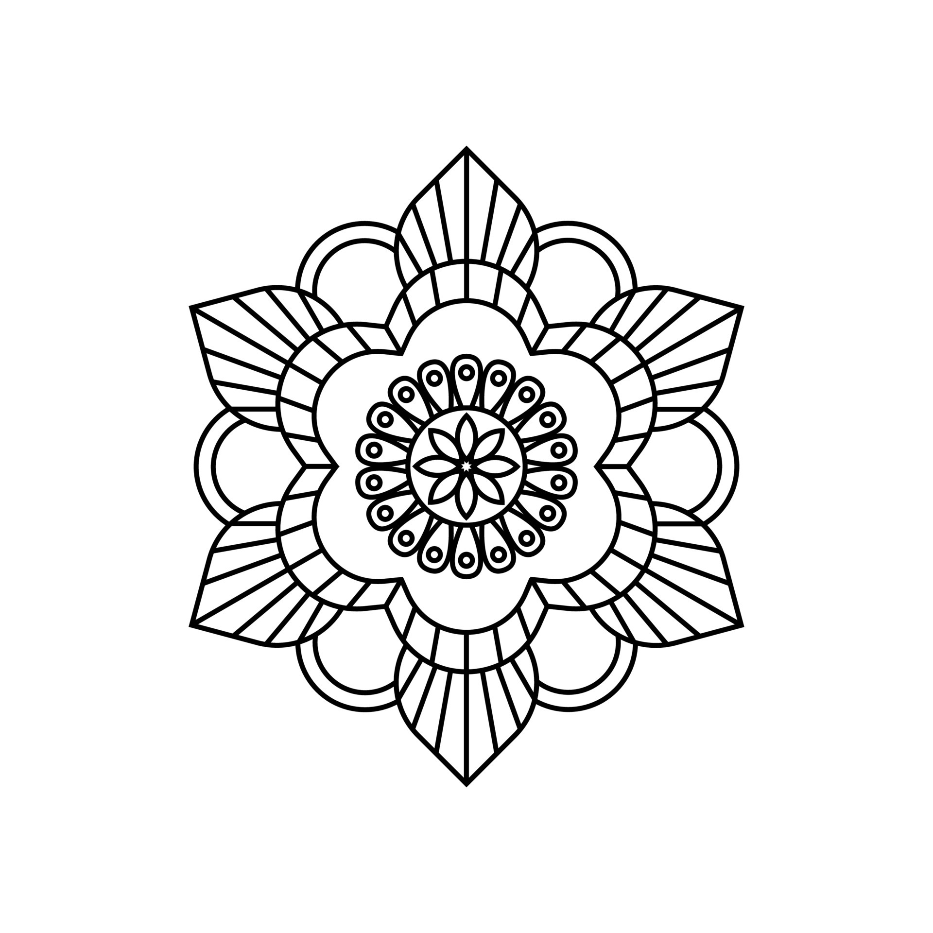 Black and white simple line art mandala design vector illustration ... Black and white simple line art mandala design vector illustration ...