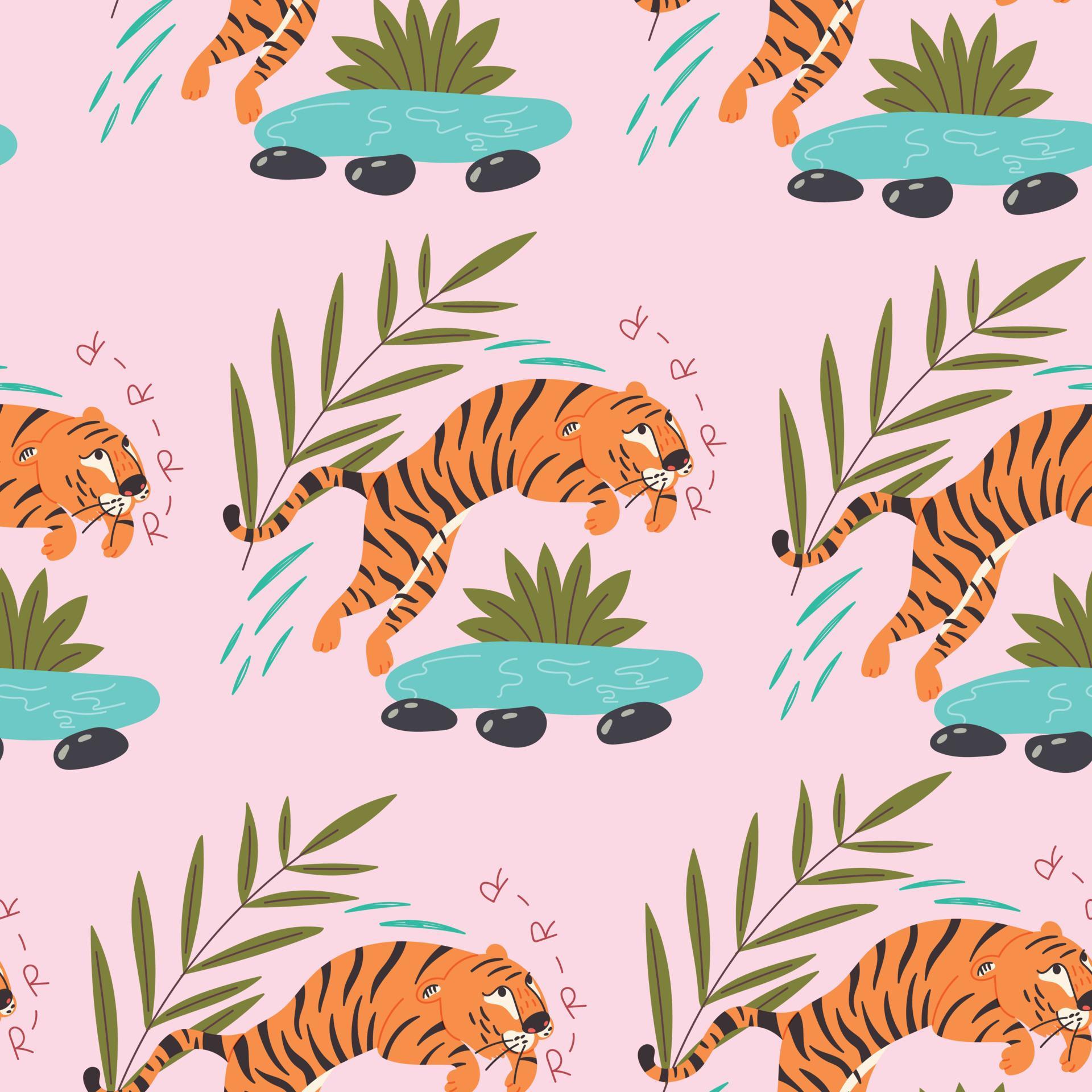 Pattern jumping tiger 6519607 Vector Art at Vecteezy