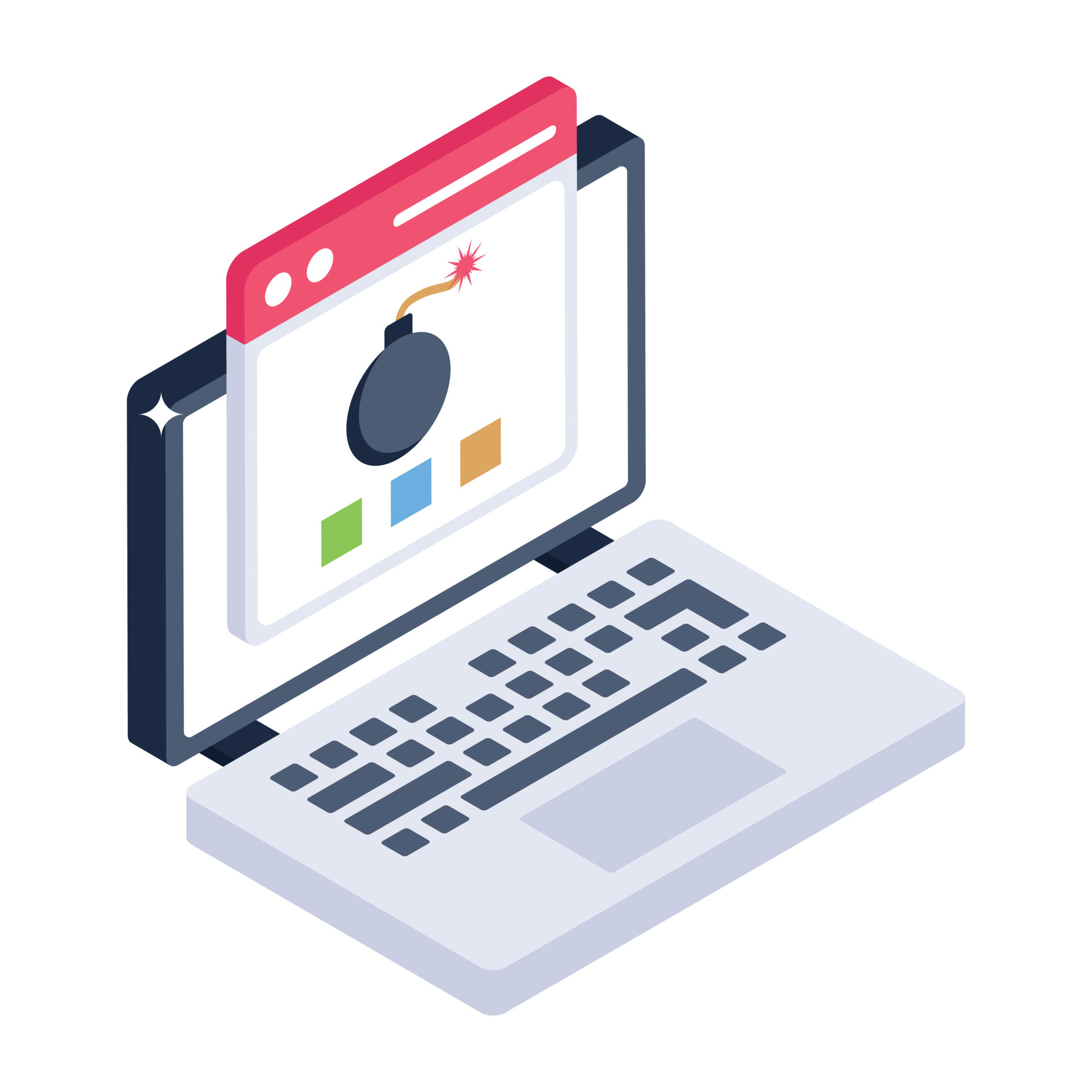 Bomb Inside Laptop Denoting Isometric Icon Of Web Attack 6530587 Vector Art At Vecteezy