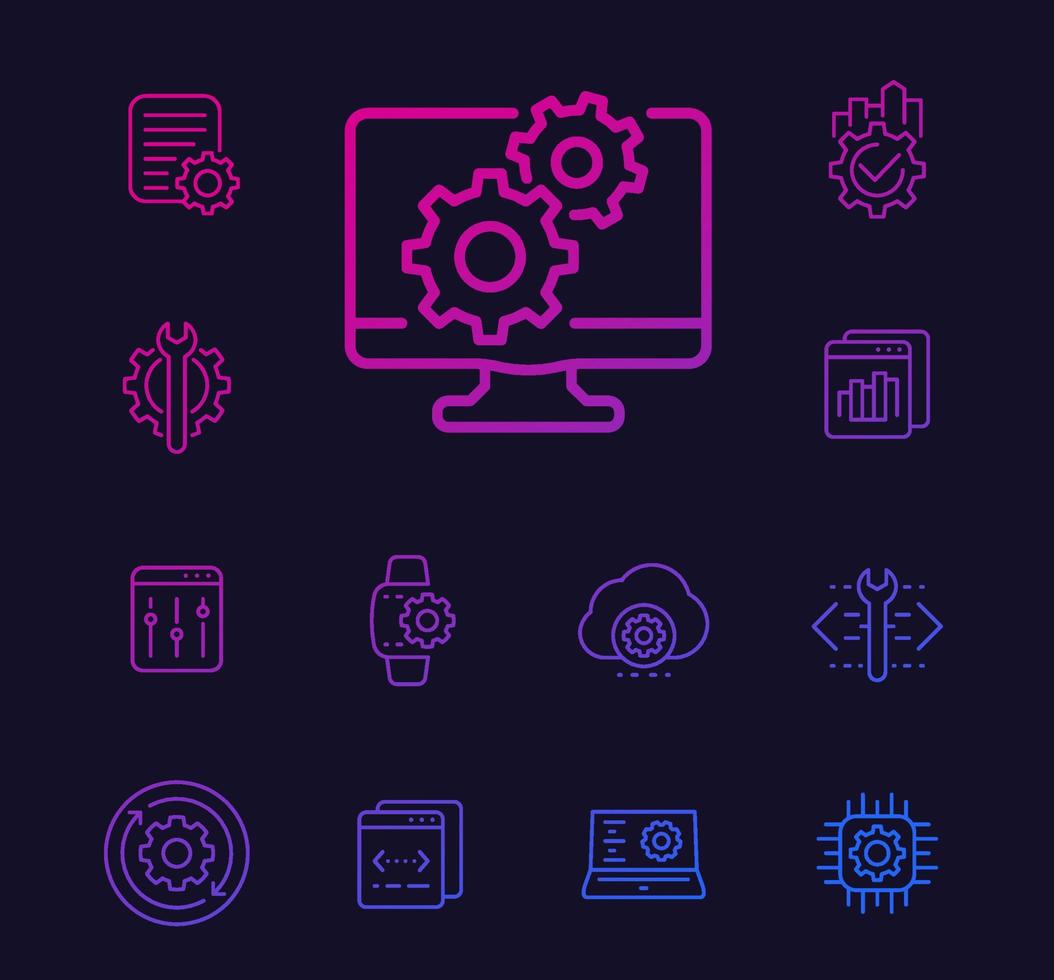 Development Configuration Service Api Or Settings Linear Icons 6531118 Vector Art At Vecteezy