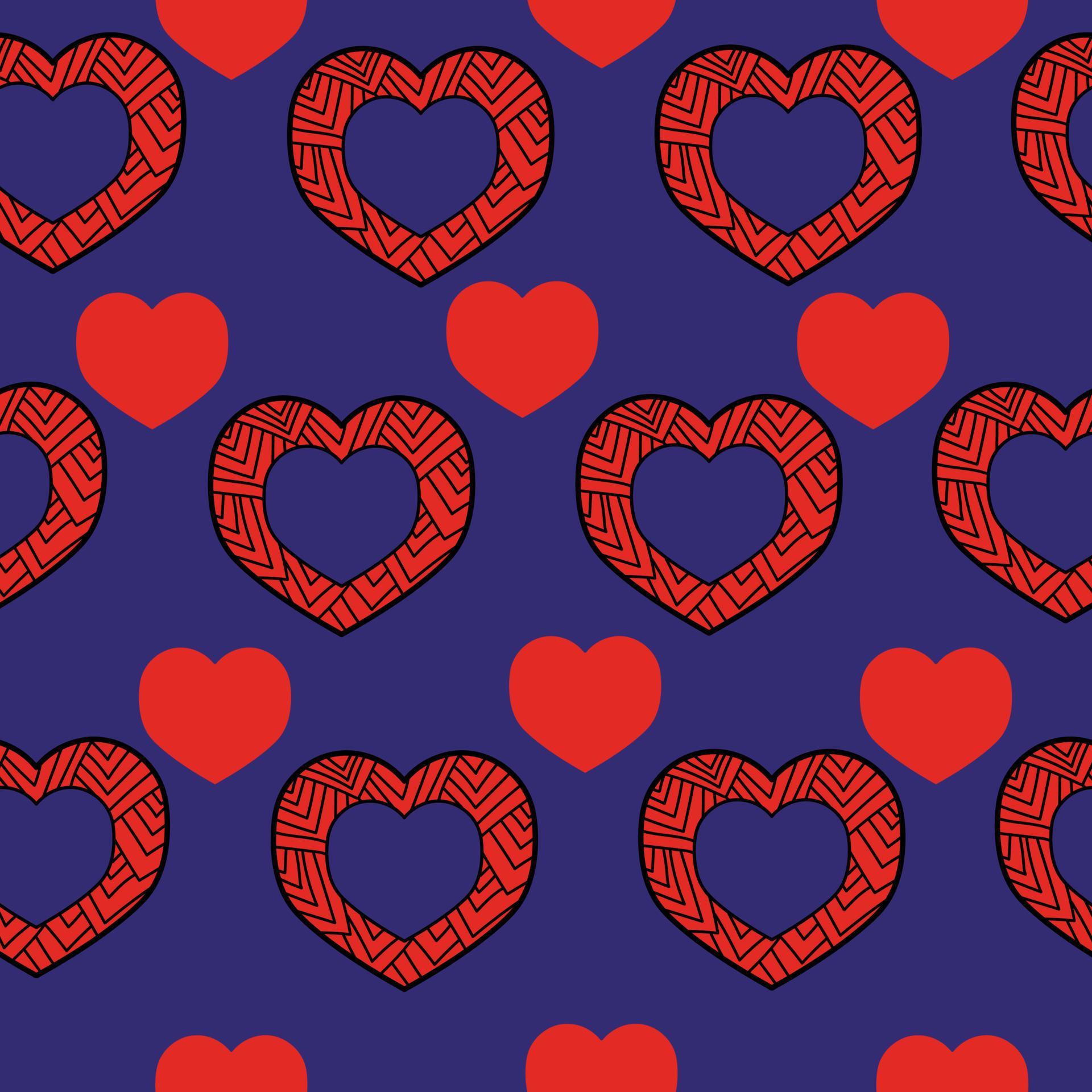 Seamless pattern of horizontal rows of hearts with patterns for ...