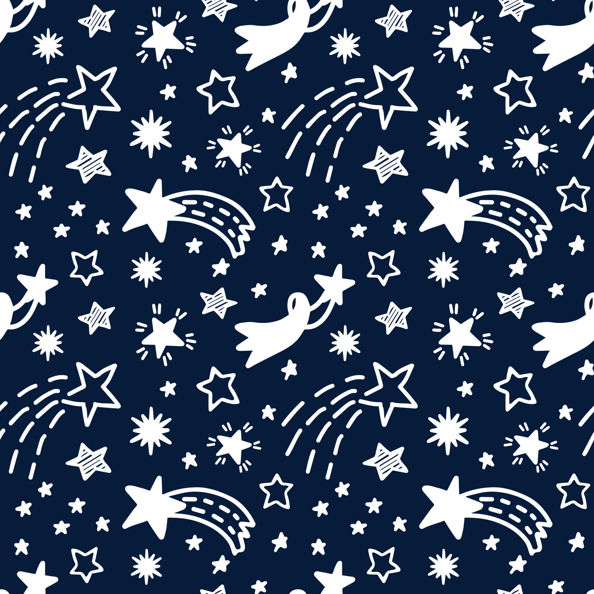 Stars and comets hand drawn seamless pattern on the dark blue backdrop ... Stars and comets hand drawn seamless pattern on the dark blue backdrop ...