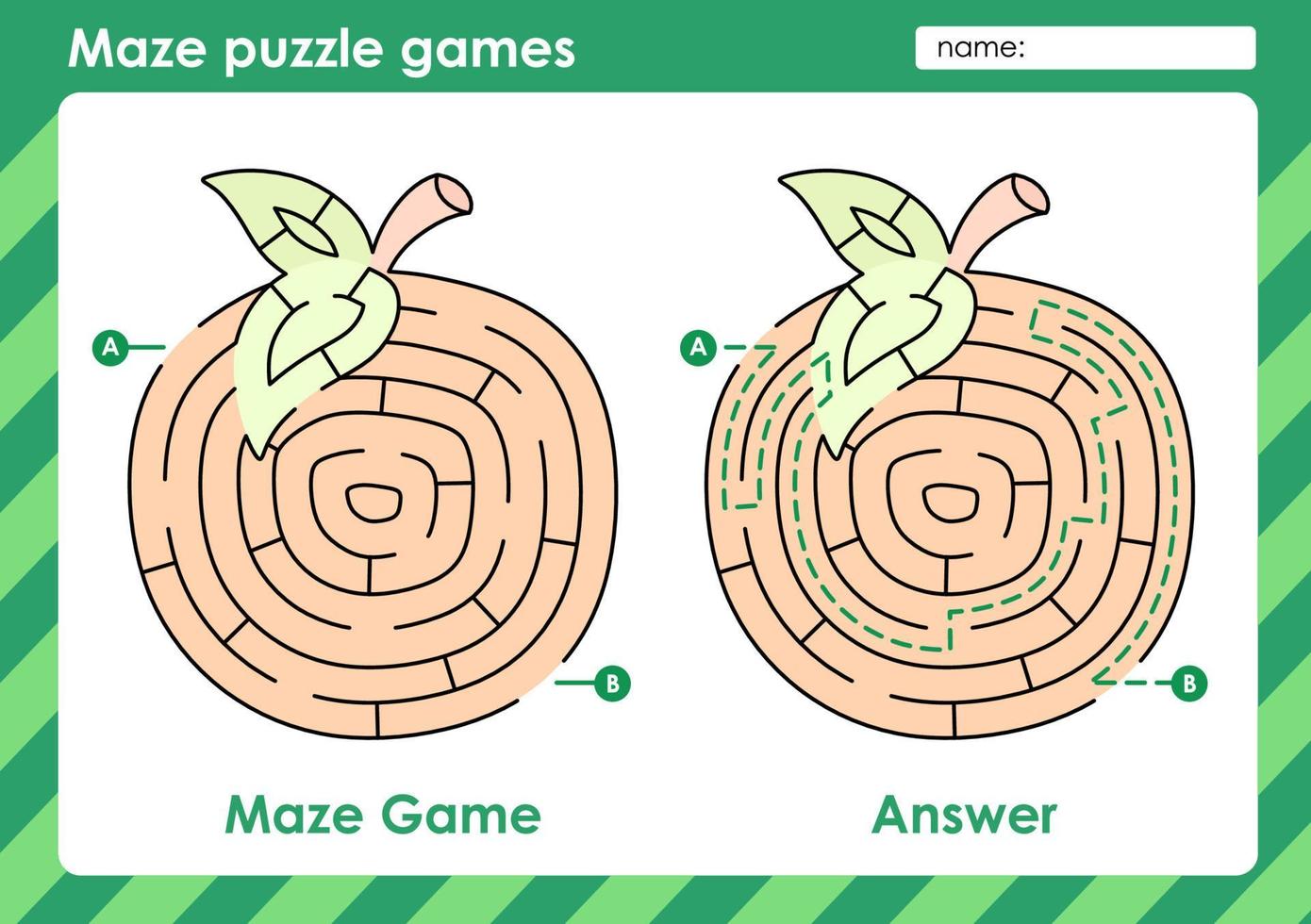 Maze puzzle games activity for kids with Fruit Design 6537392 Vector ...