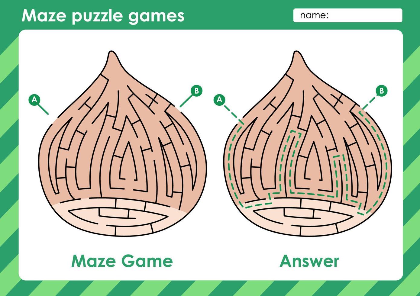 Maze puzzle games activity for kids with Fruit Design 6537438 Vector ...