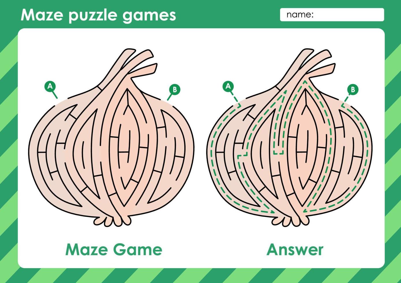 Maze puzzle games activity for kids with Fruit Design 6537440 Vector ...