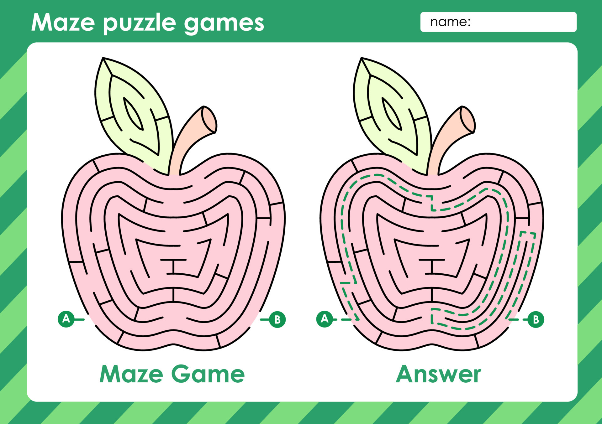 Maze puzzle games activity for kids with Fruit Design 6537511 Vector ...
