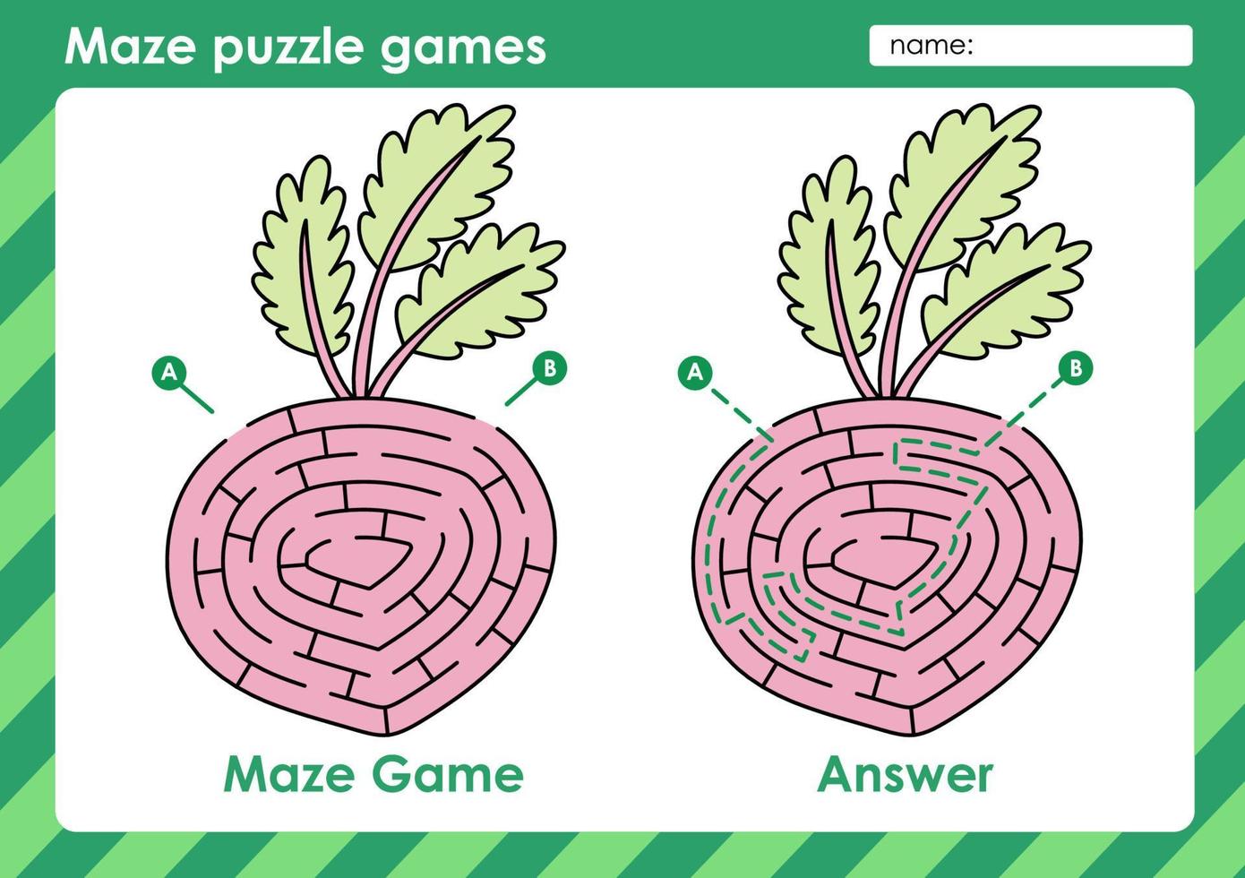 Maze puzzle games activity for kids with Fruit Design 6537593 Vector ...
