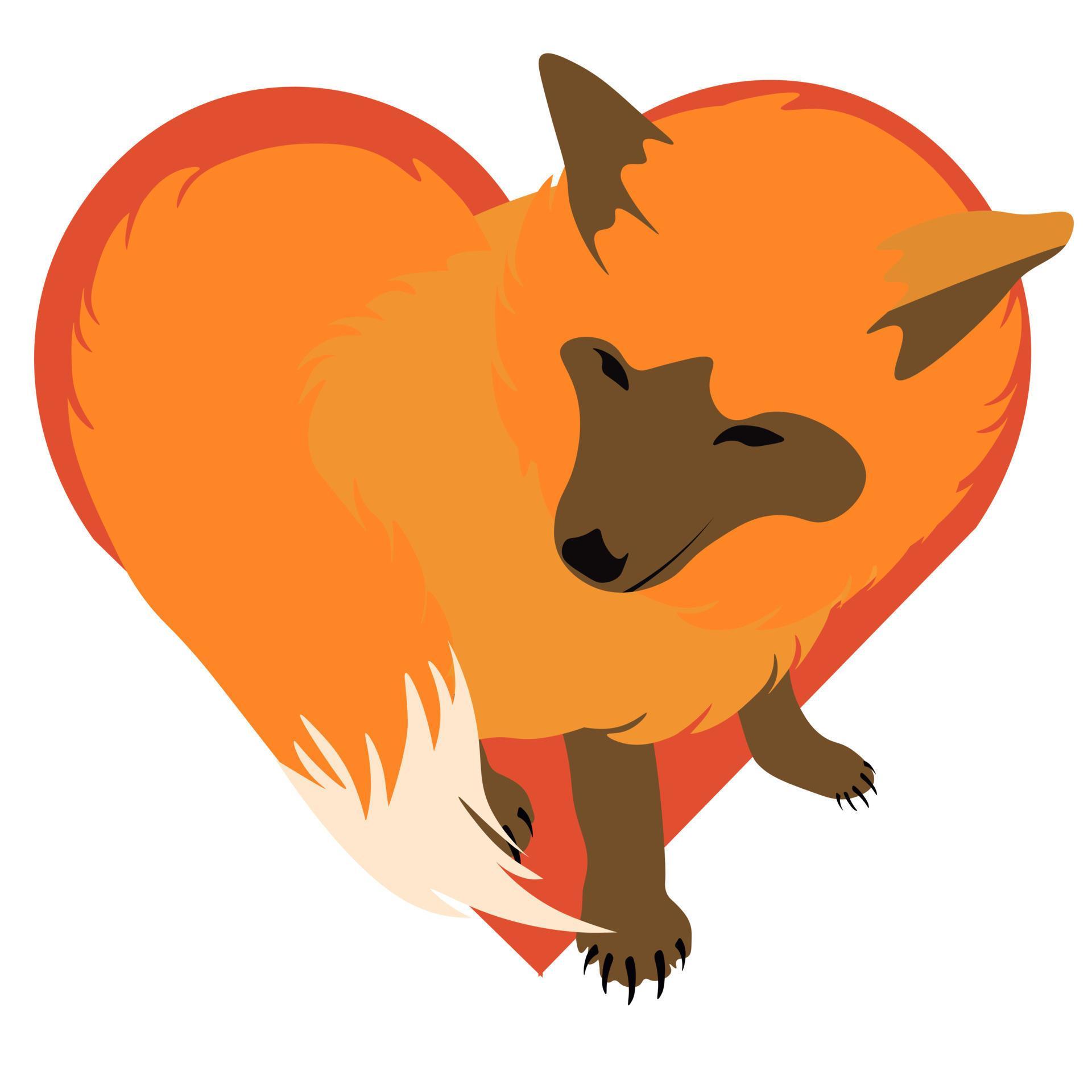 Red fox vector stock illustration. A fox in love. Heart close-up. A ...