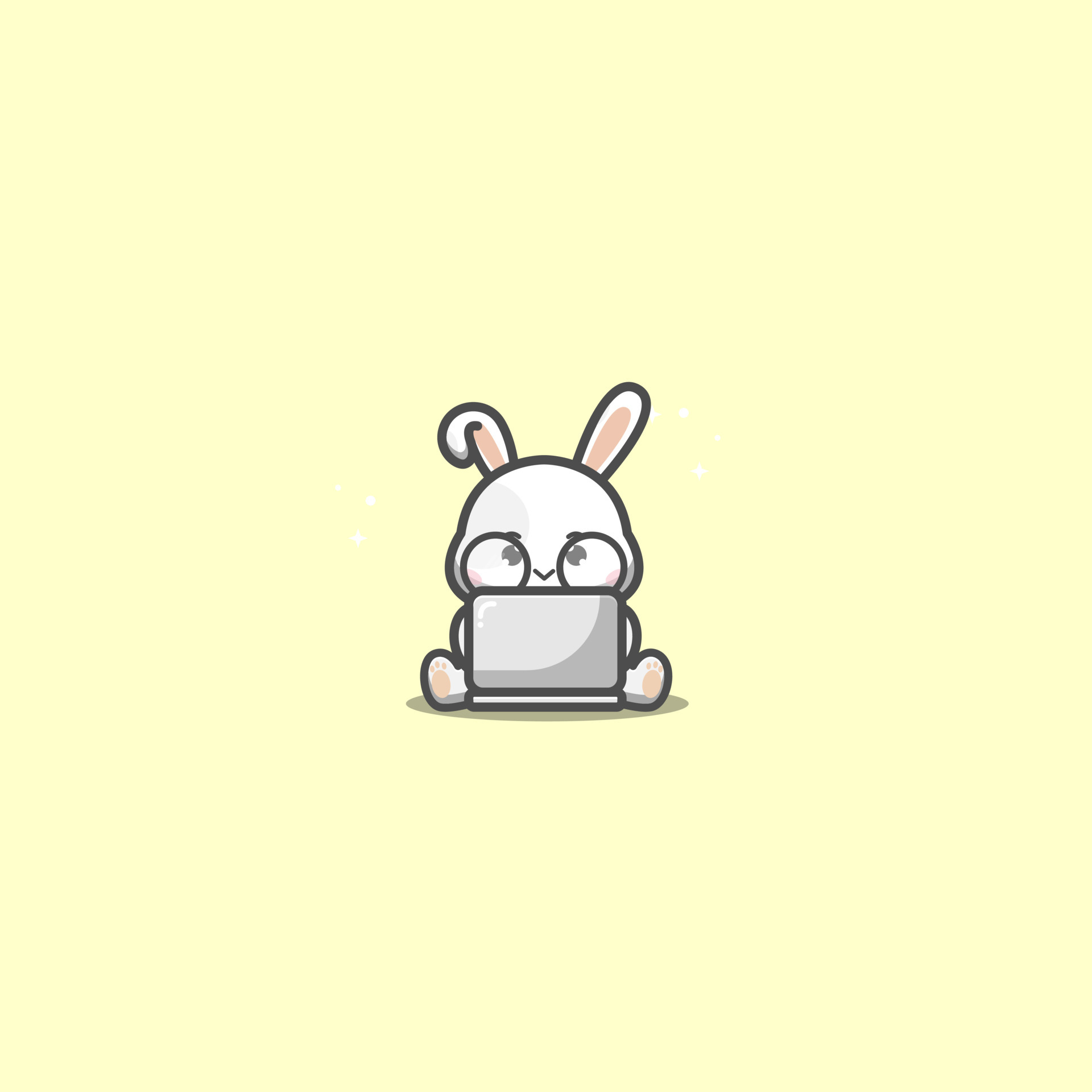 cute rabbit using laptop 6552010 Vector Art at Vecteezy