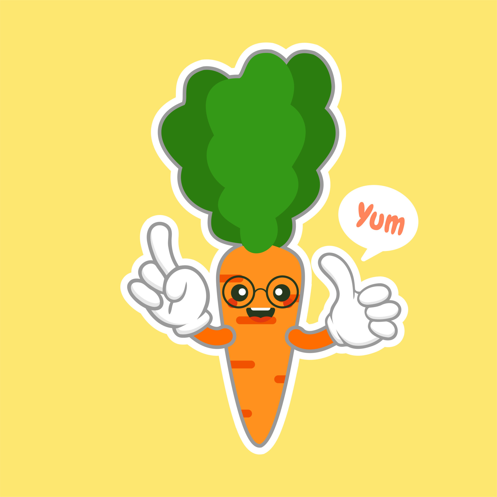 Kawaii And Cute Carrot Emoji Character Isolated On Color Background