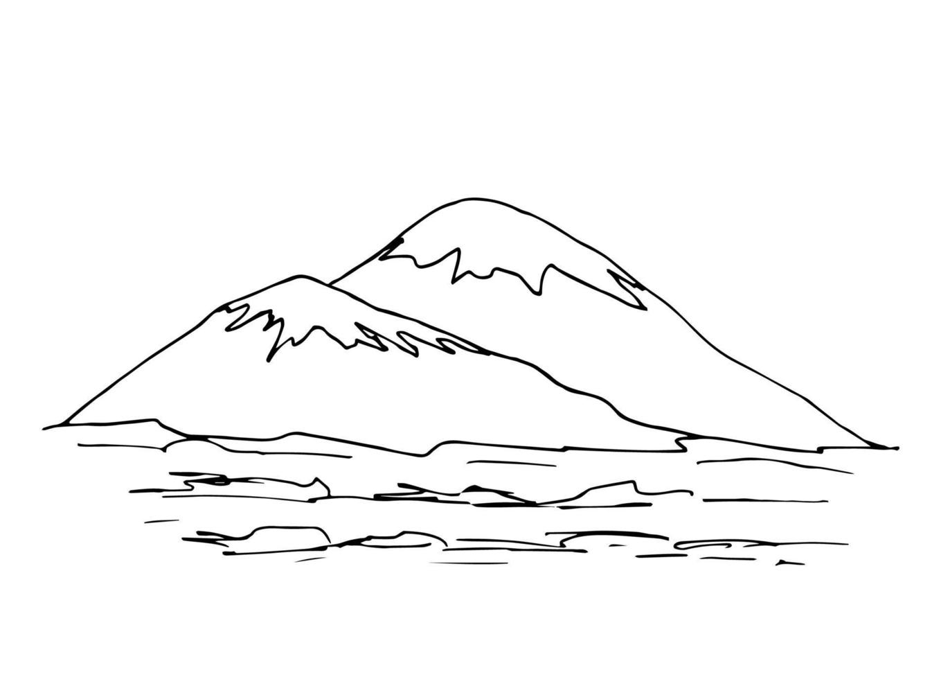 Snowy Mountain Range Drawing