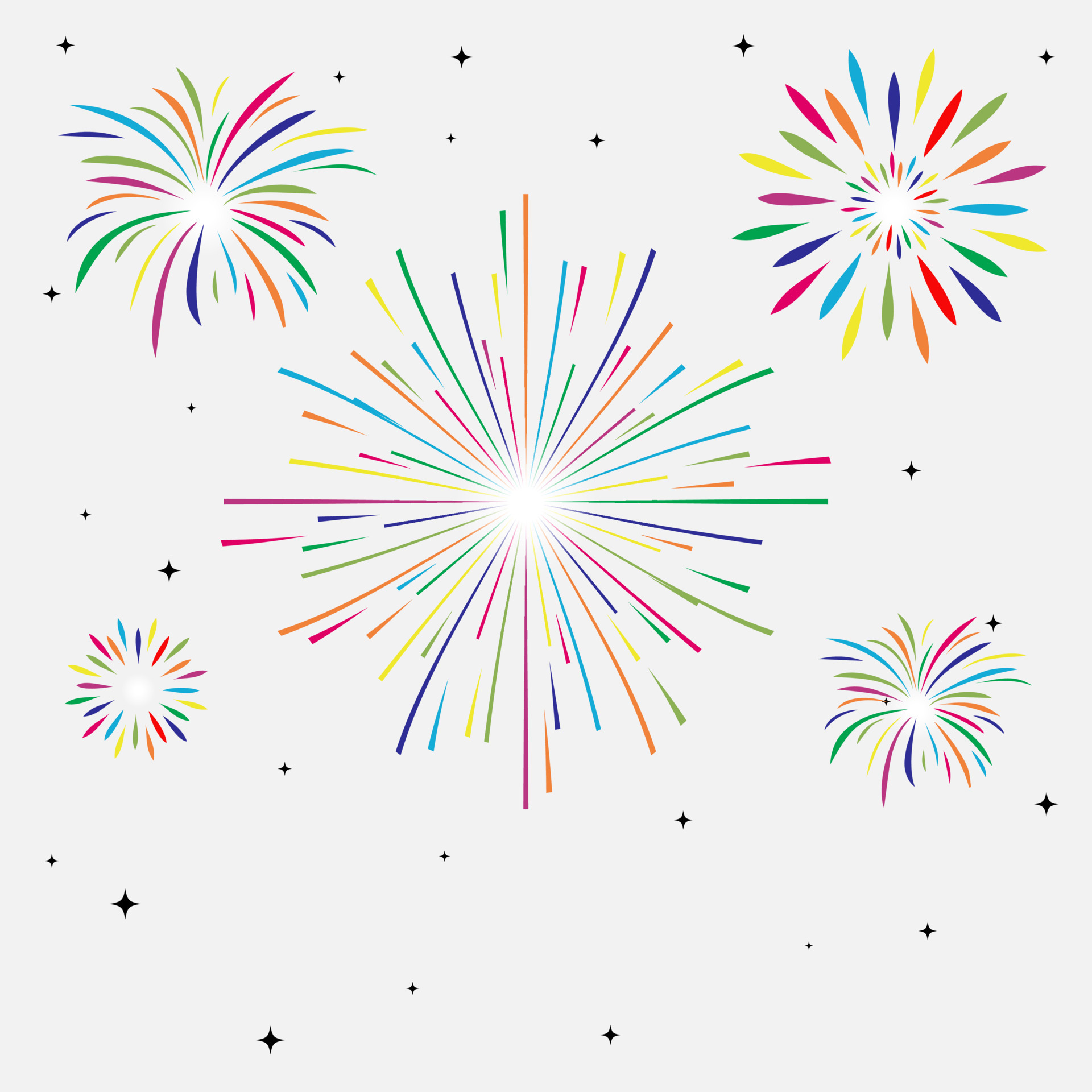 Collection of firecracker vector illustration isolated on white background. Set of colorful ...
