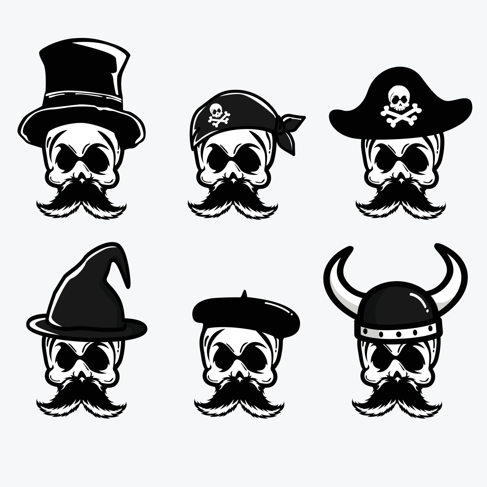 Skull And Crossbones Icon Set Sticker 6555456 Vector Art At Vecteezy