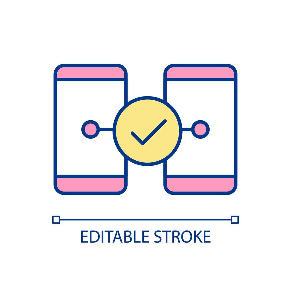 Connected Smartphones Rgb Color Icon Mobile Phone Sync Sharing Information And Data Sync