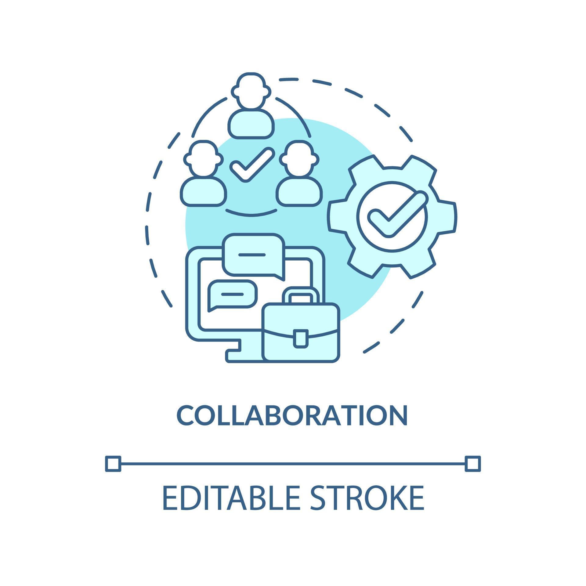 Collaboration turquoise concept icon. Communication in workplace ...