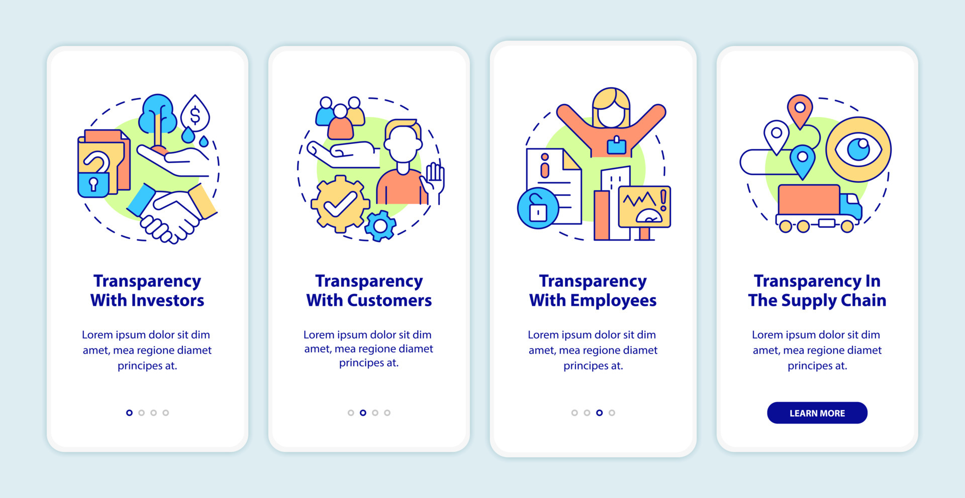 Examples Of Transparency Onboarding Mobile App Screen Business