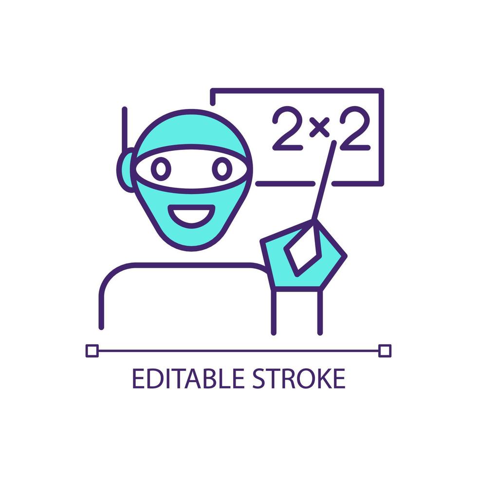 Robot tutor RGB color icon. Education automation. Math teacher. School ...