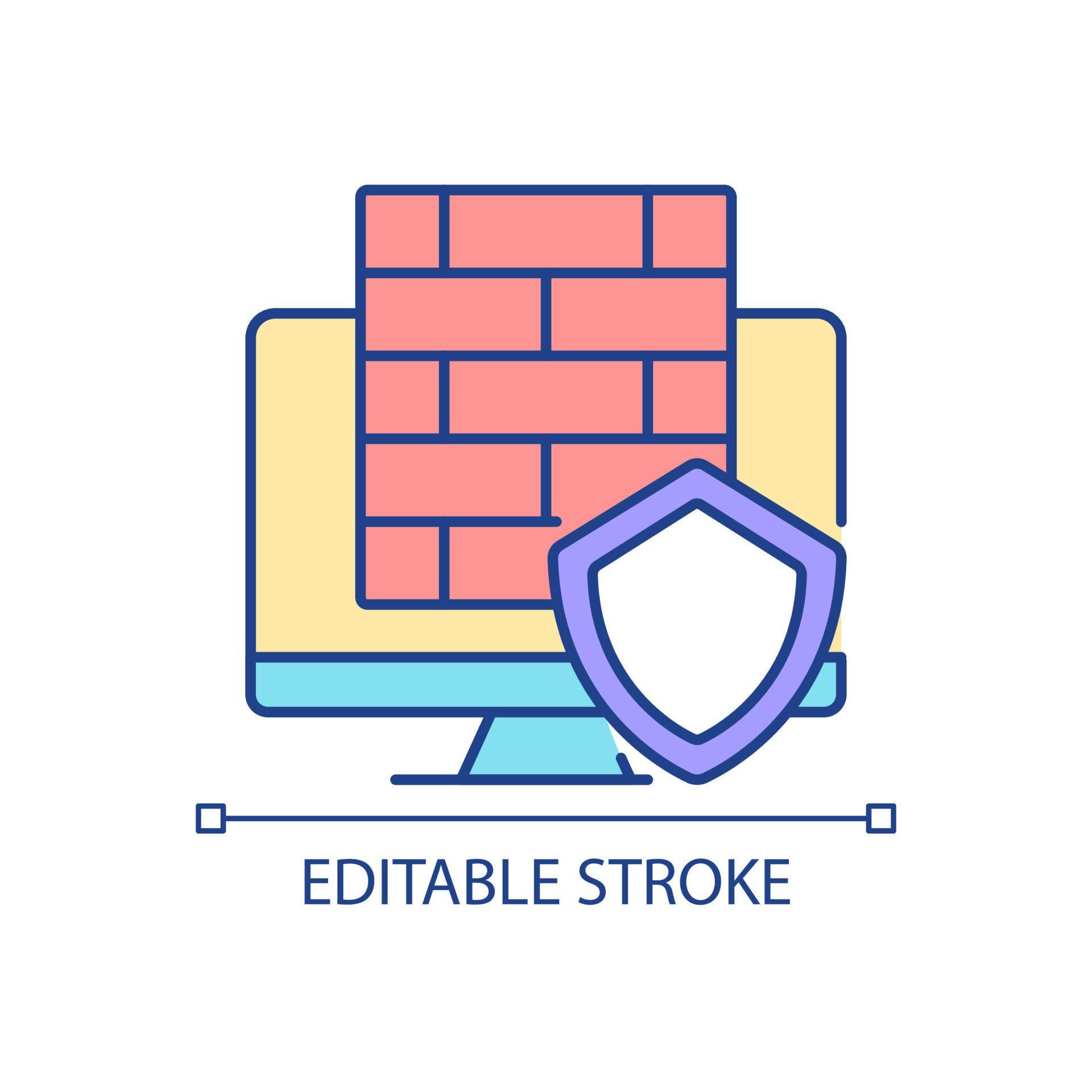 Firewall Rgb Color Icon Protective Software And Hardware