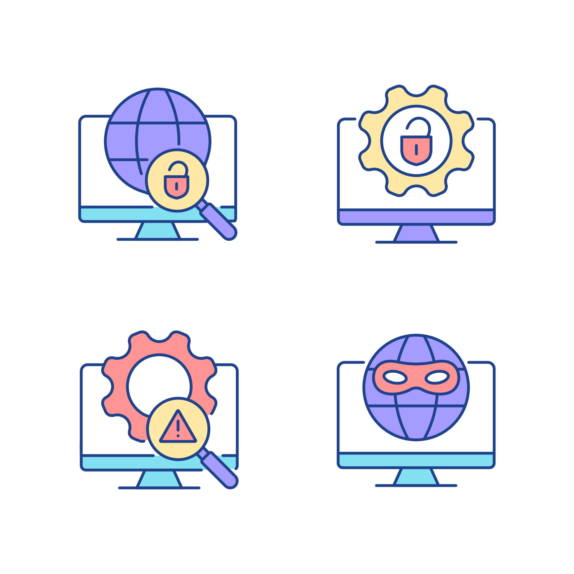 Illegal Activities Detection Rgb Color Icons Set Jailbreak And Darknet