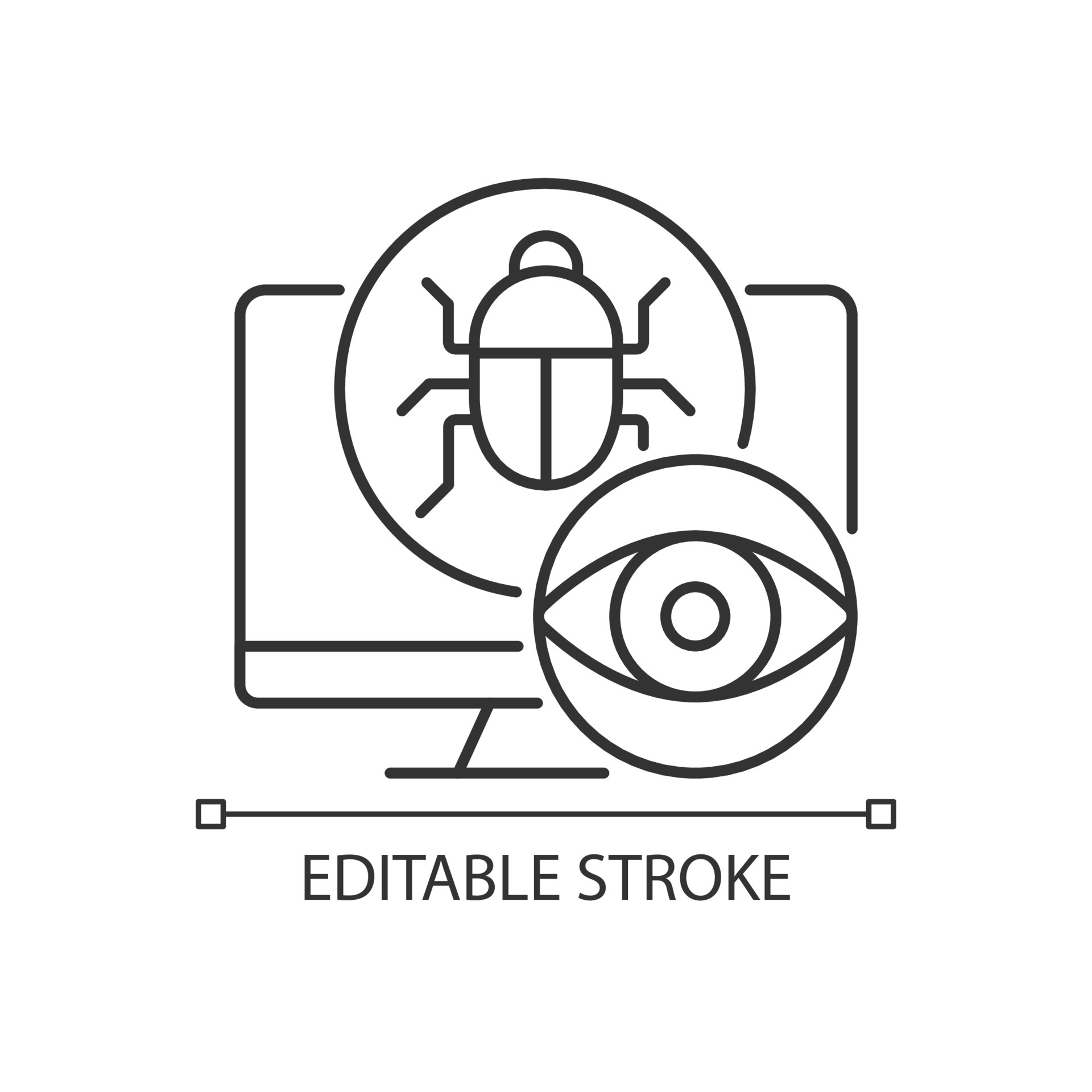 Spyware linear icon. Malicious software. Spying and monitoring malware ...