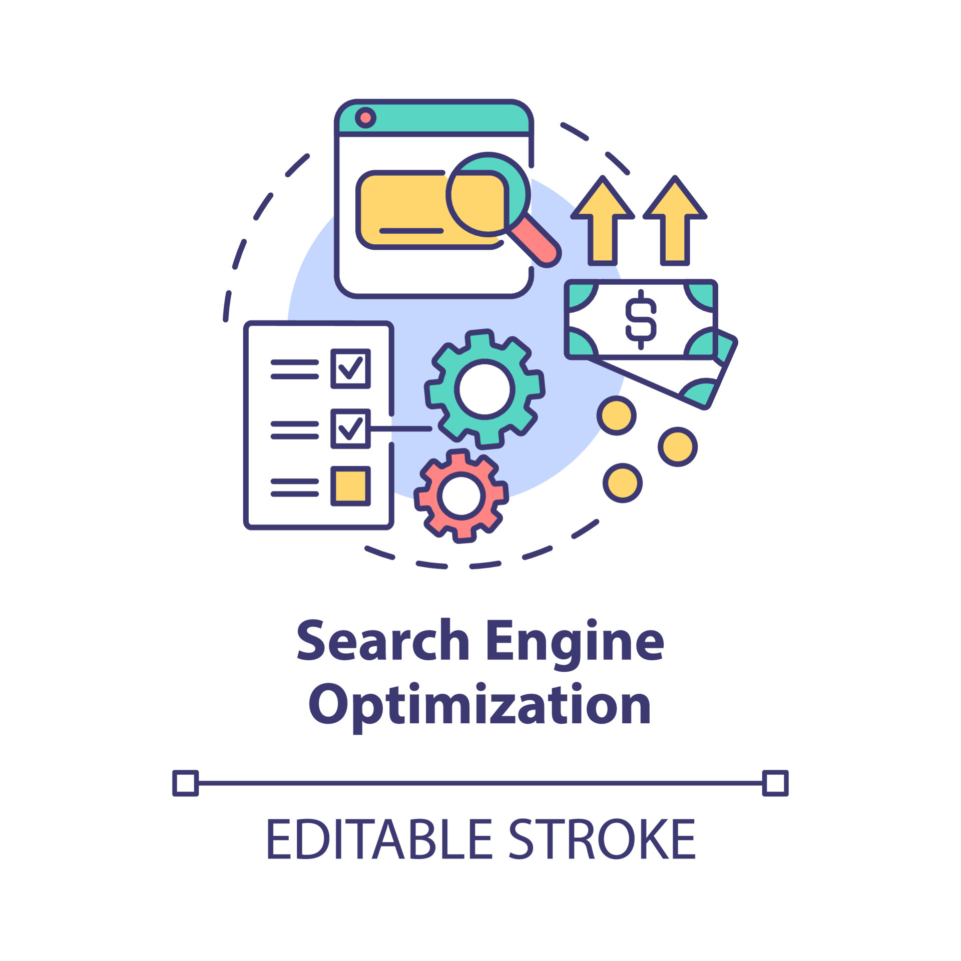 Search engine optimization concept icon. Online entrepreneur skill ...