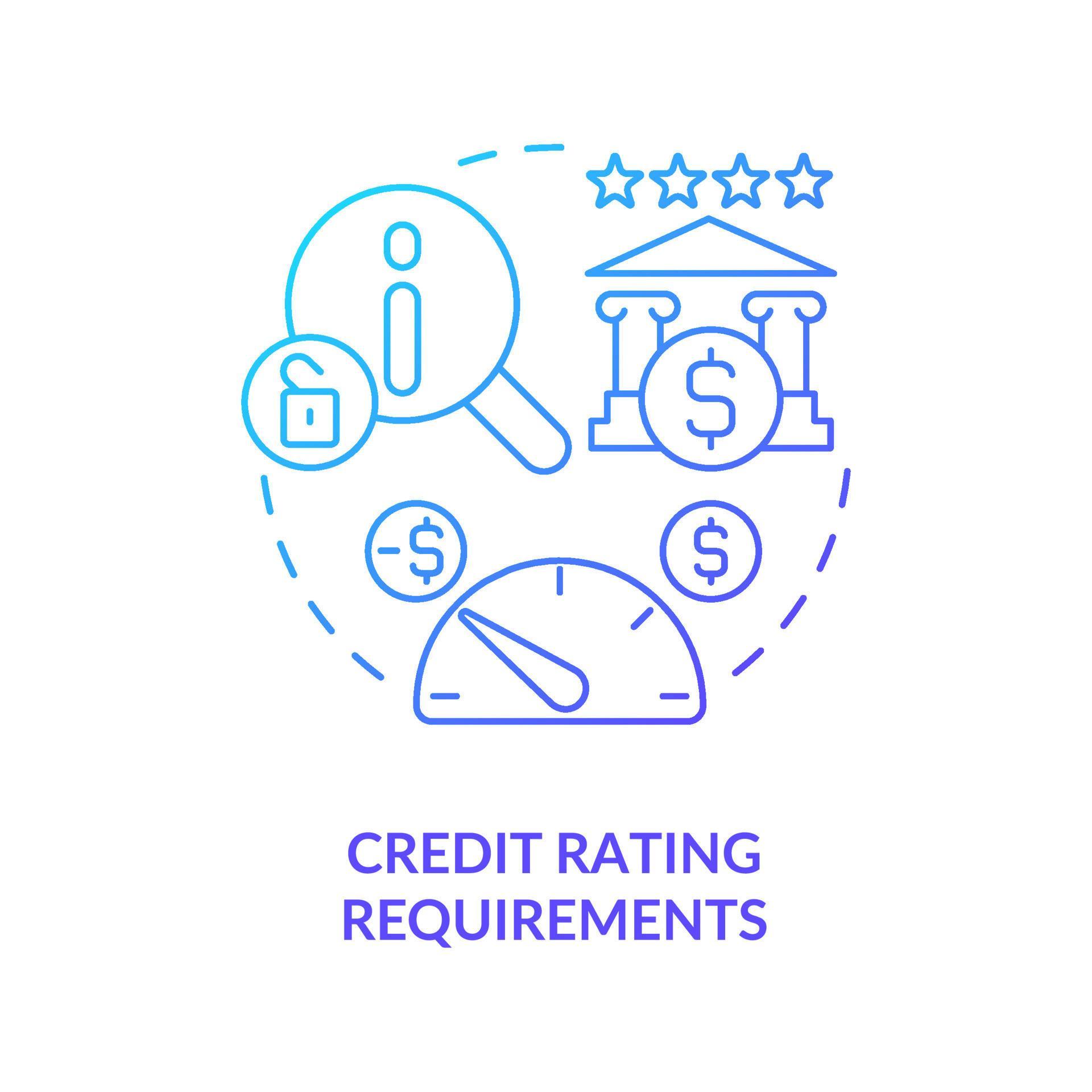 Credit scores requirements concept icon. Banking system regulation ...