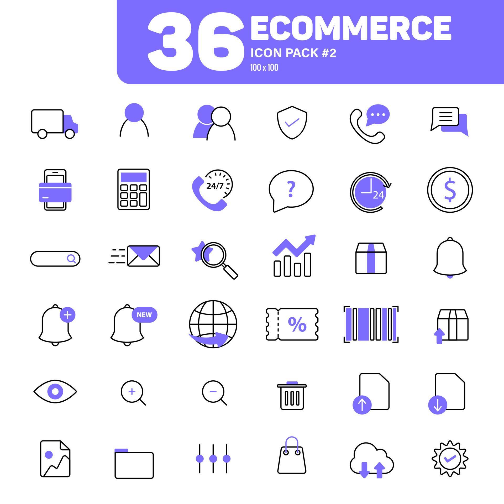 36 Ecommerce Icons Pack 2, Lineal Color E-Commerce Icons Vector Set ...