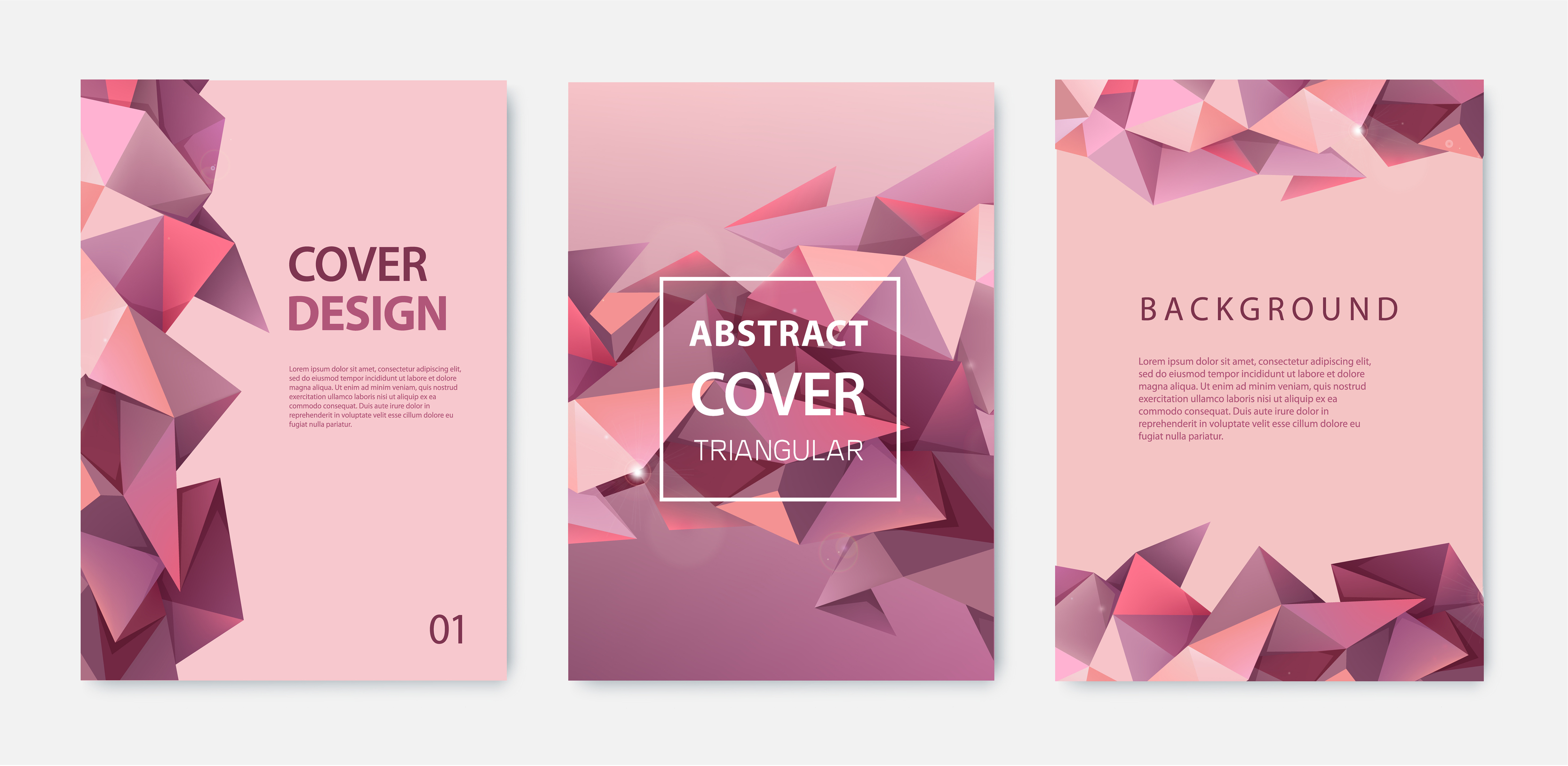 Vector Set Of Triangle Polygonal Abstract Background Facet Nude Red Brown Covers Flyers