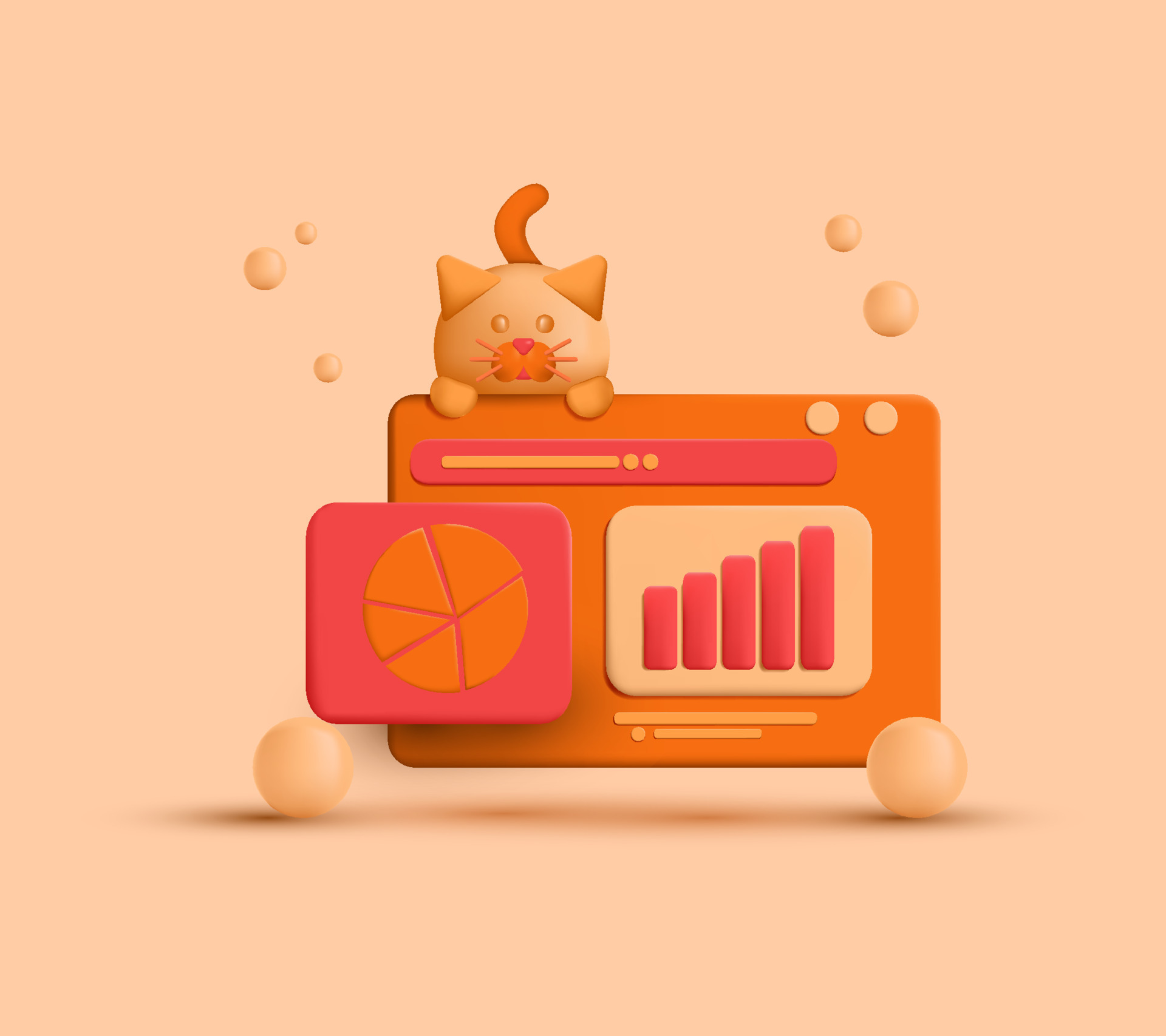stats data analytics dashboard concept with 3D cute vector 6583122 ...