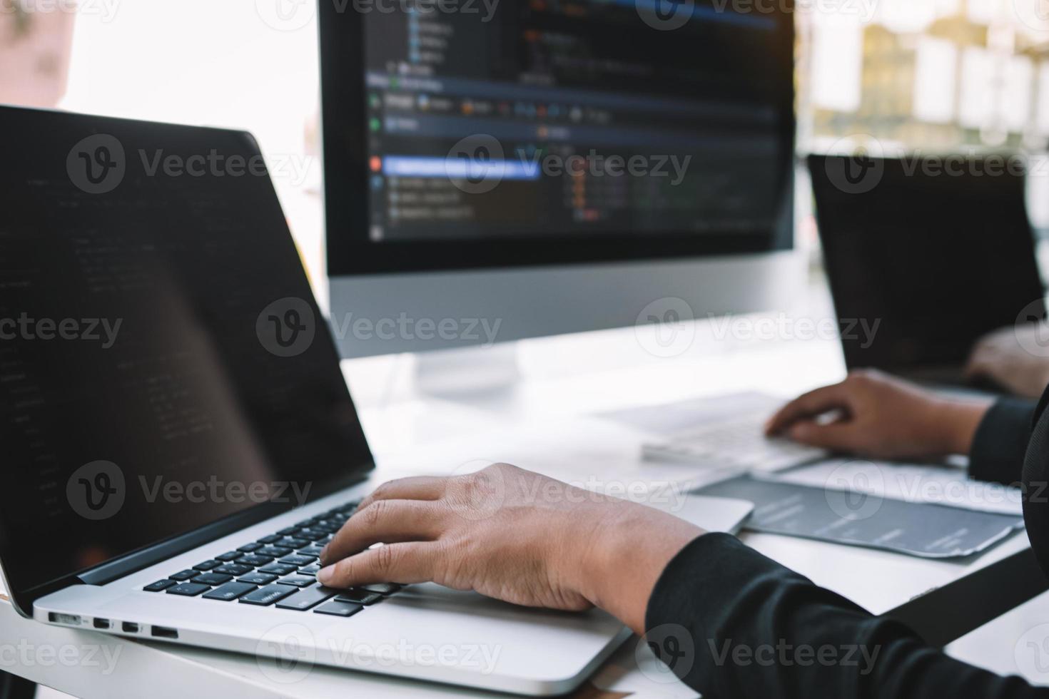 Professional development programmer cooperating meeting programming website working a software ...