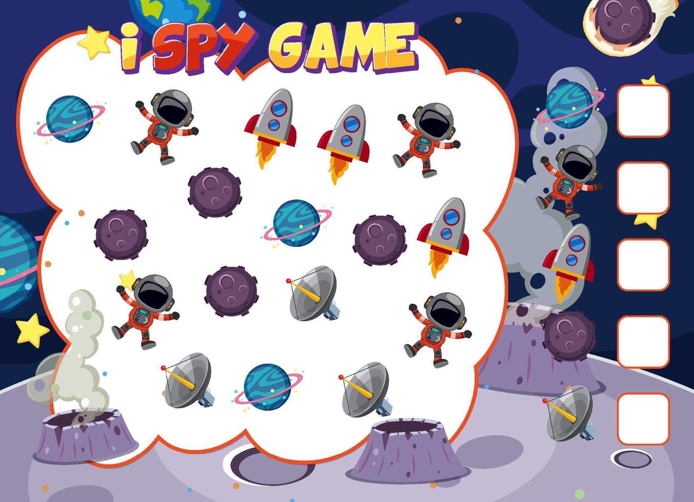 Math counting game template of space 6585089 Vector Art at Vecteezy