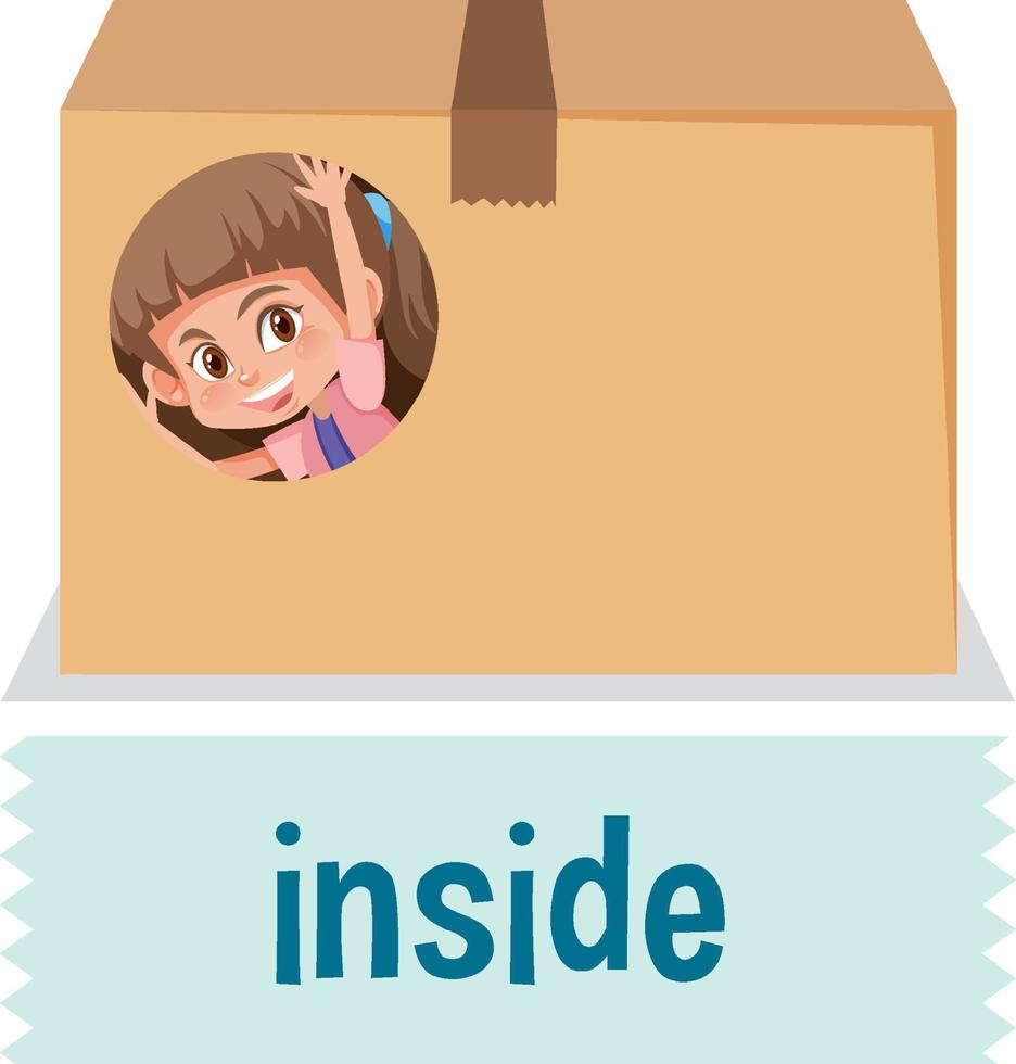 Preposition Of Place With Cartoon Girl And A Box 6591282 Vector Art At